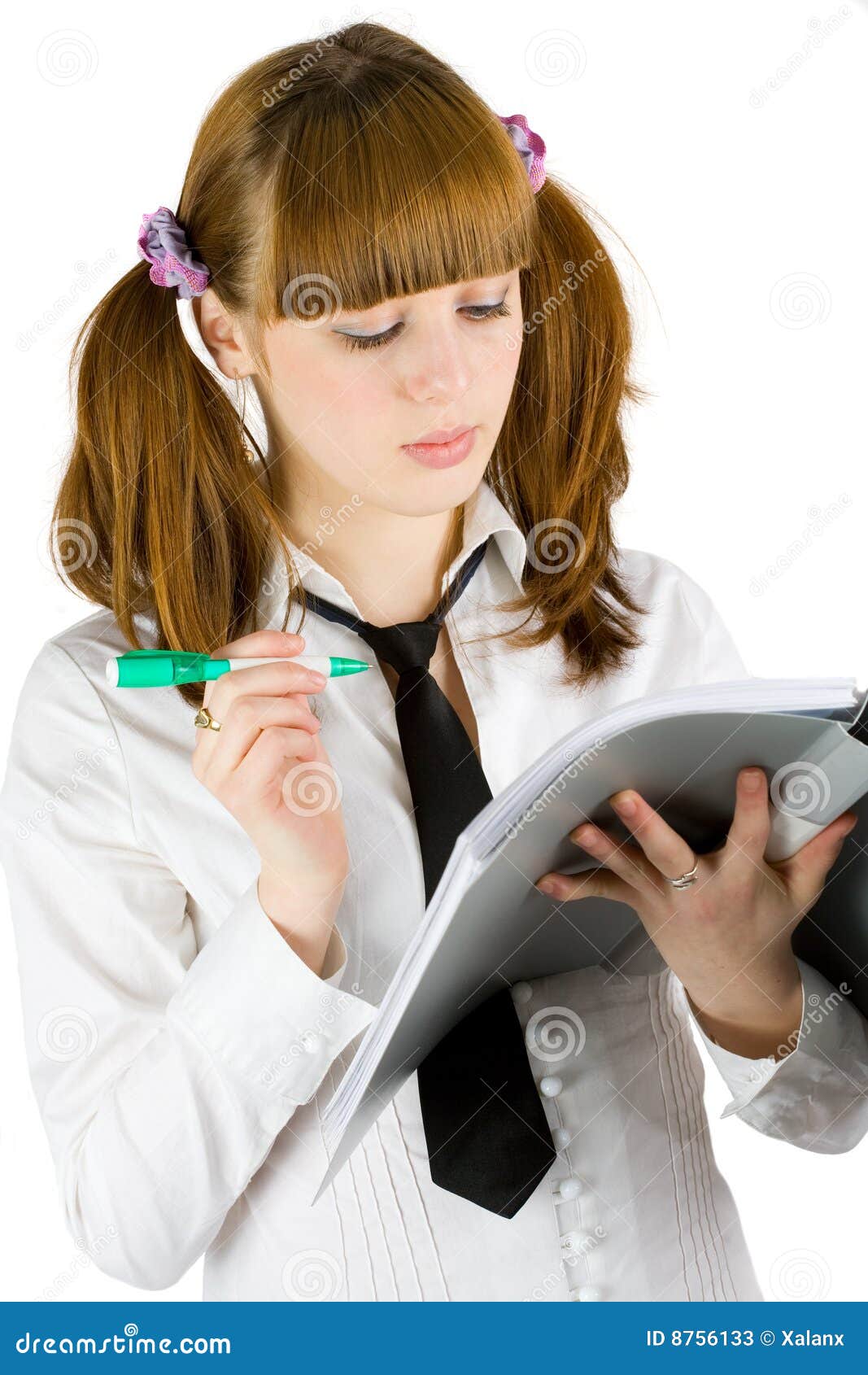 Girl writing in notebook stock image. Image of shirt, human - 8756133
