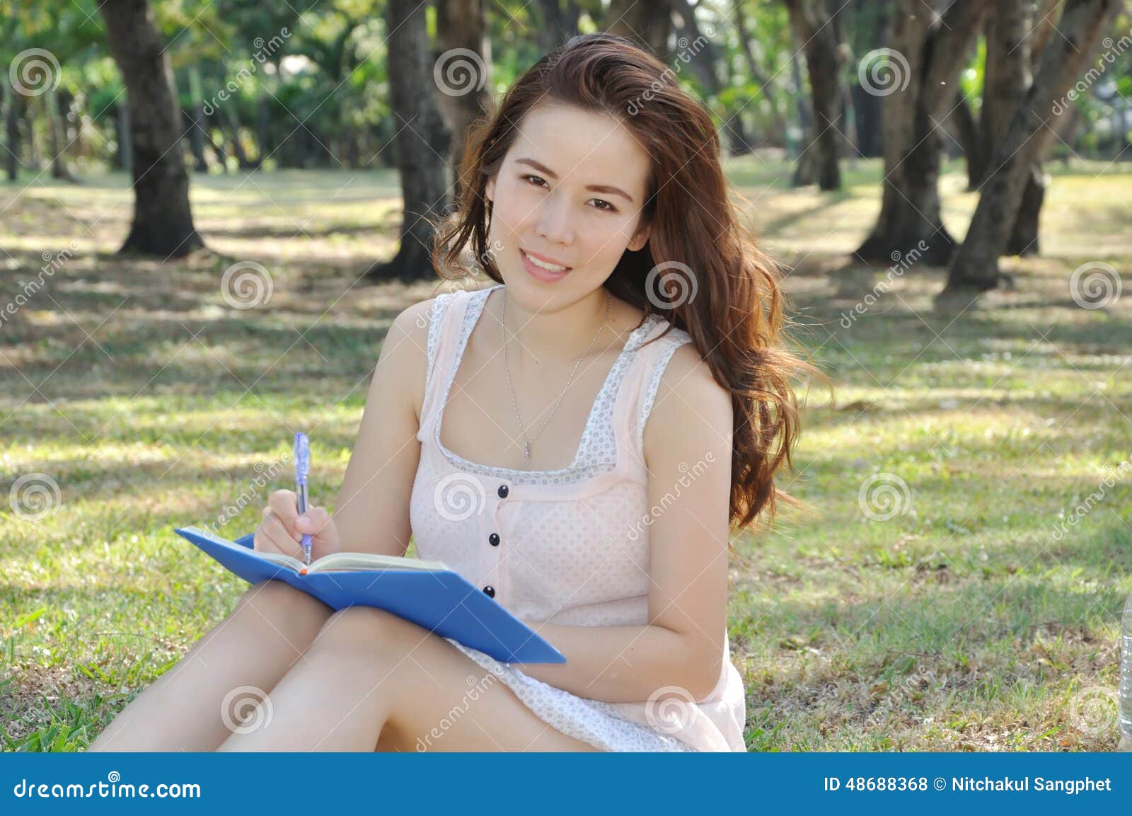 Girl is Writing paper note stock photo. Image of lady - 48688368