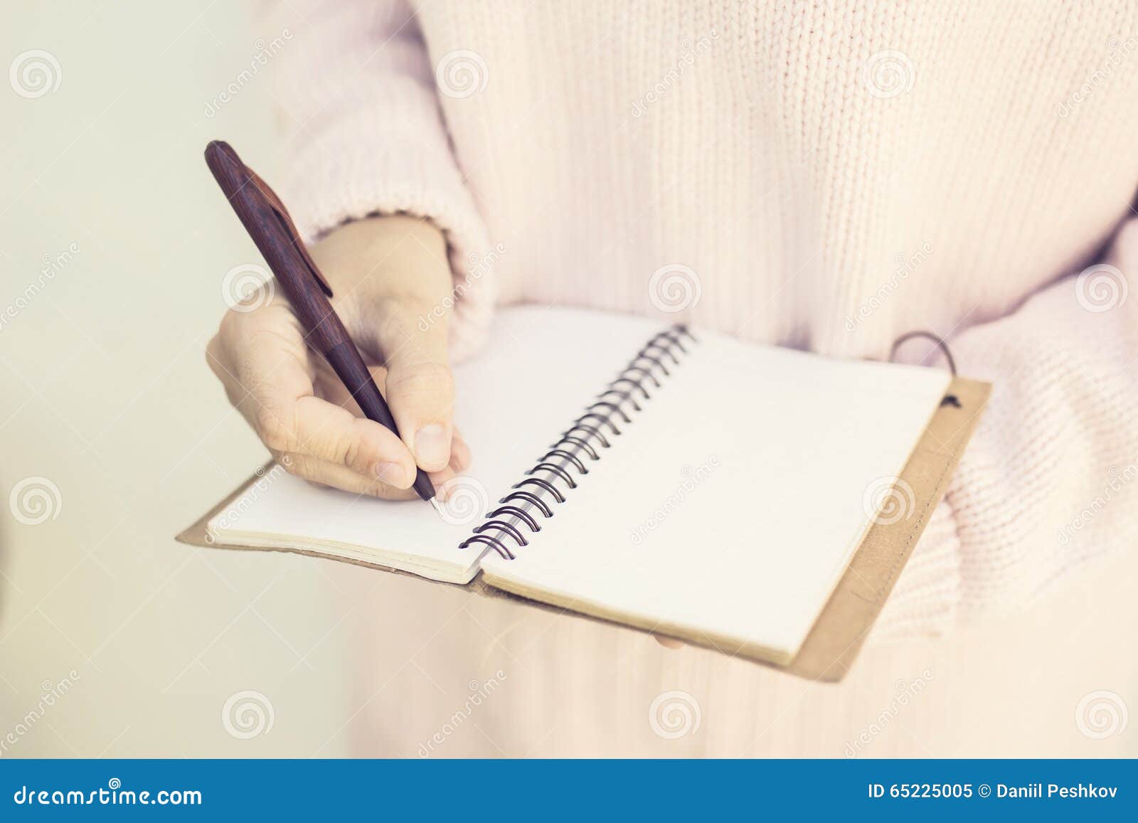 Girl Writing with Pen in Blank Diary Stock Image - Image of student ...