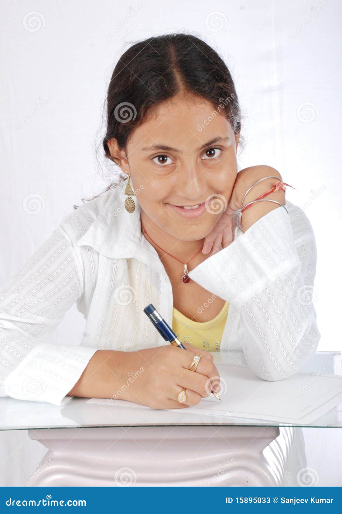 Girl writing portrait stock image. Image of girl, attractive - 15895033