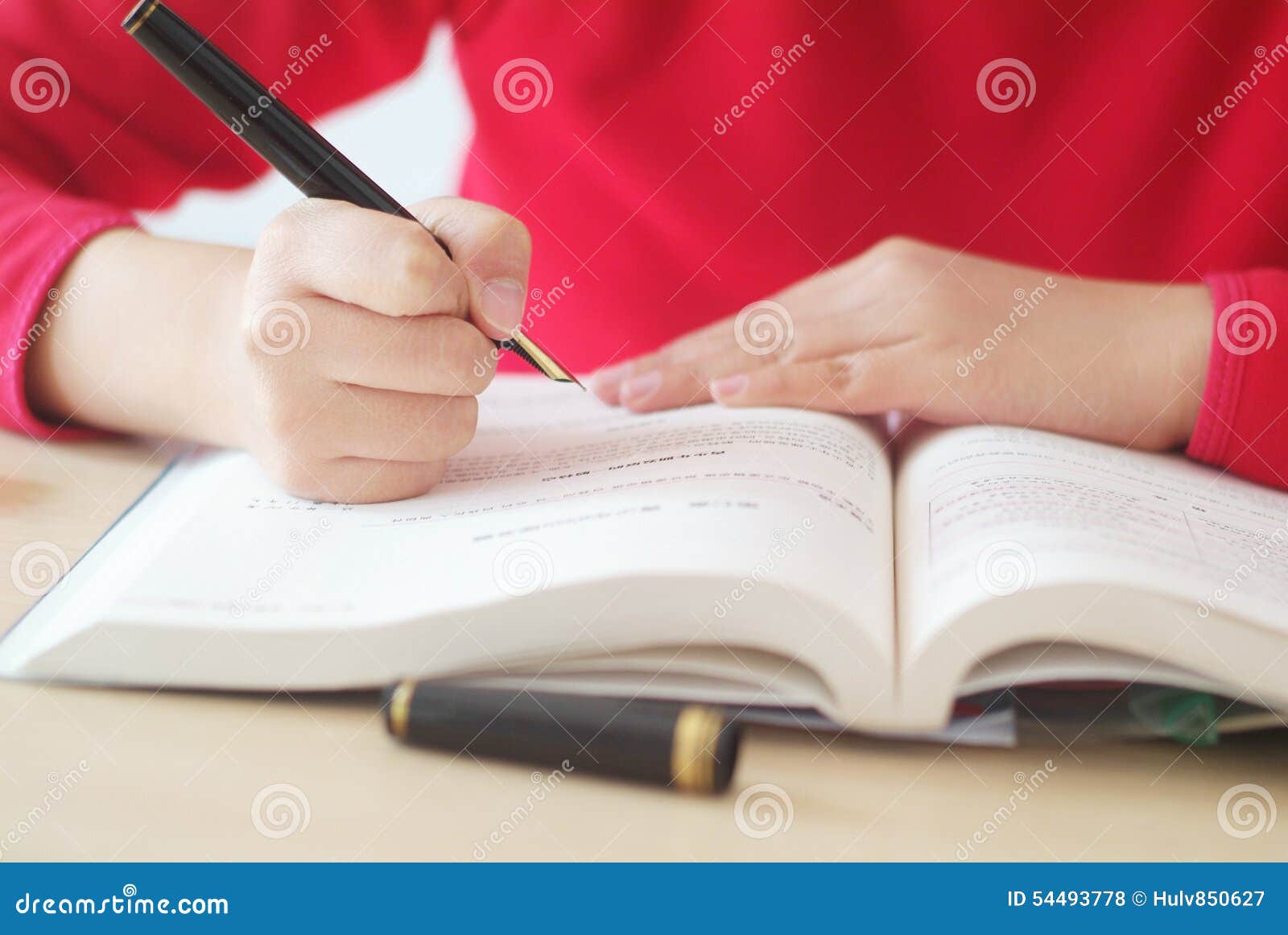 Girl writing for study stock photo. Image of face, happiness - 54493778