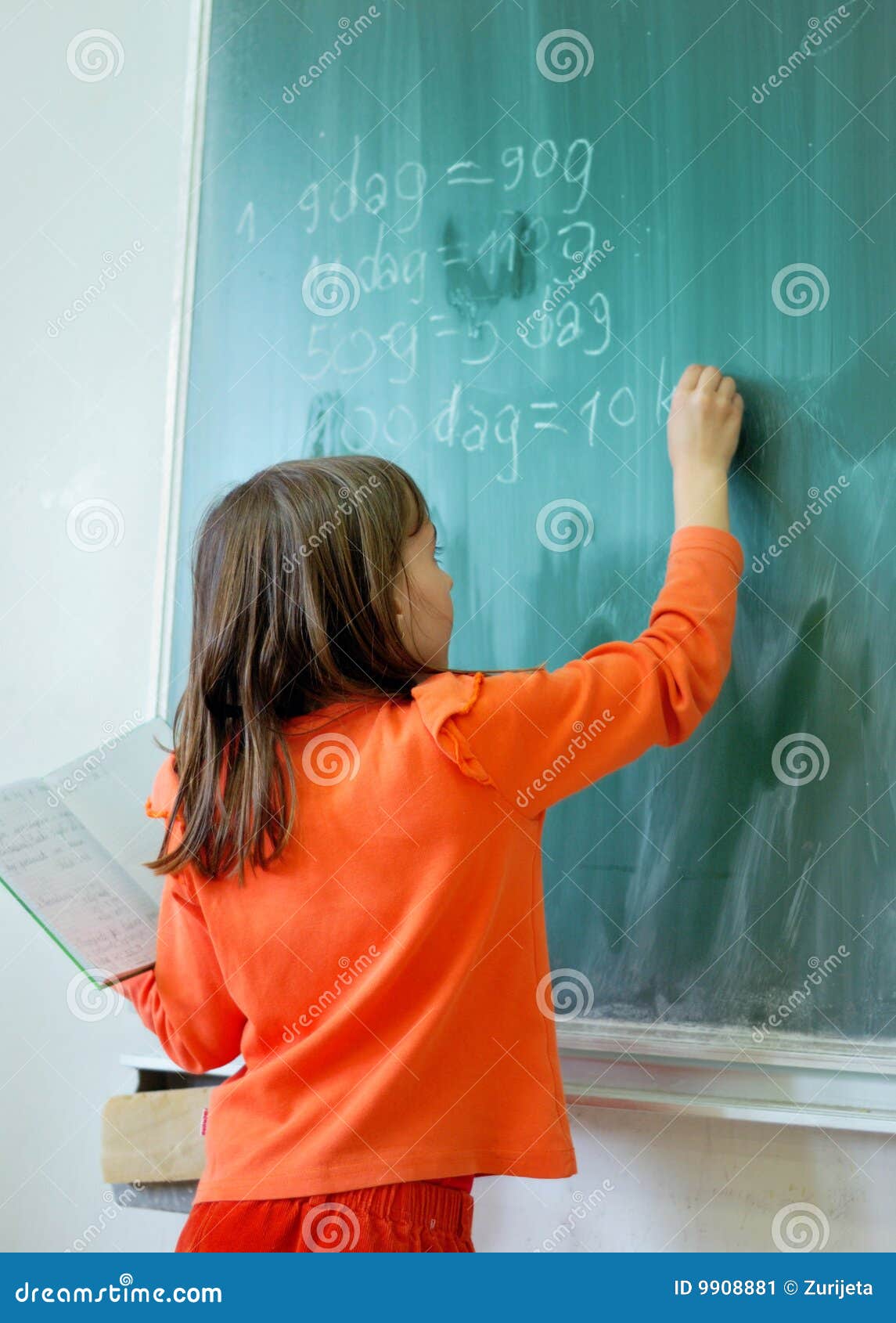 Girl Writting on School Board Stock Image - Image of blackboard ...