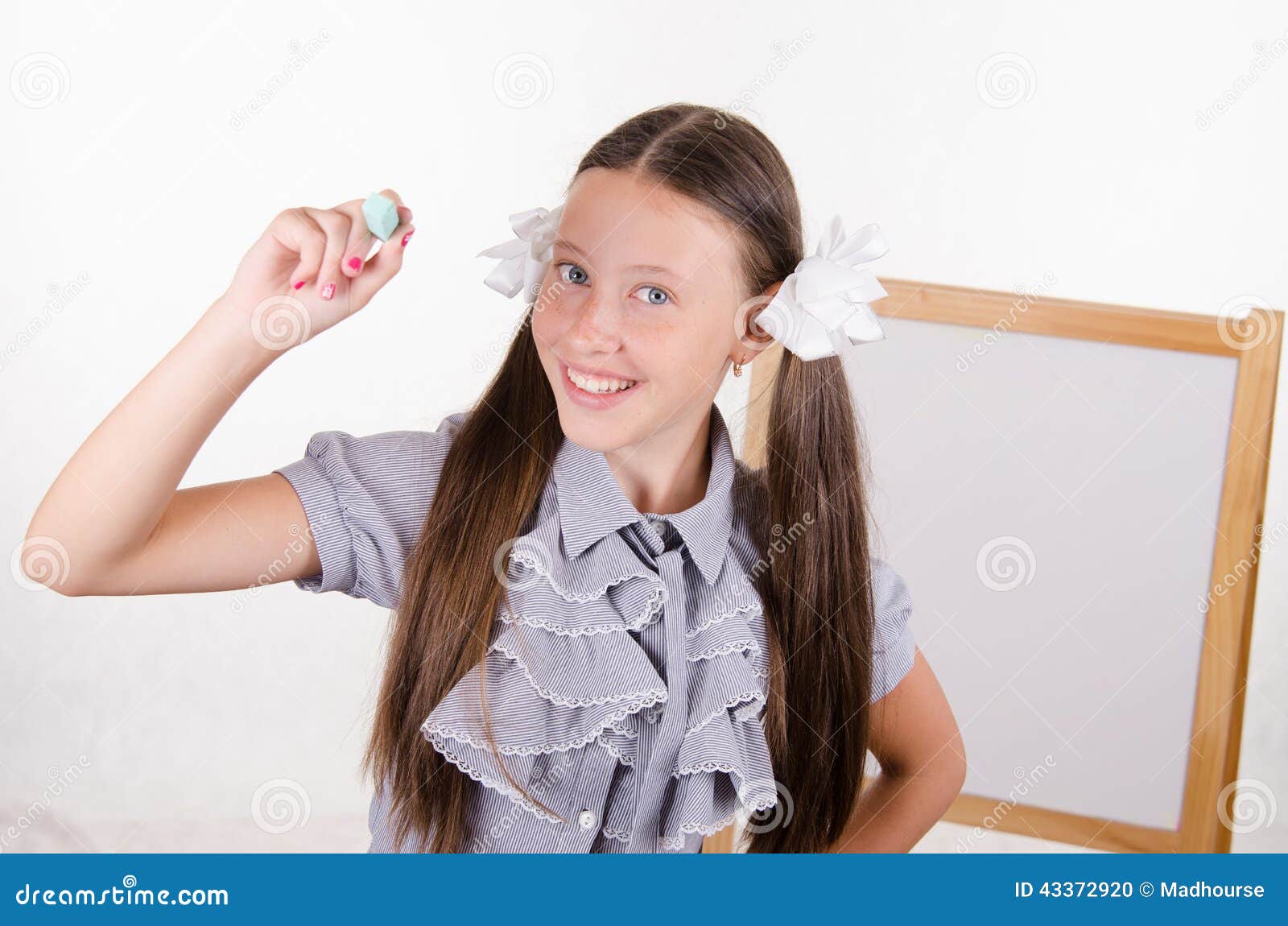 Girl wrote in chalk stock photo. Image of discount, schoolgirl - 43372920
