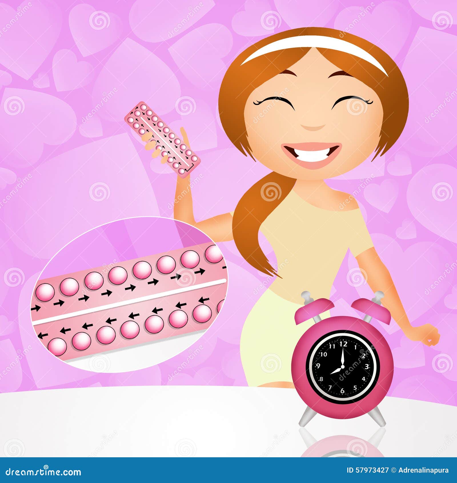 Girl Wtih Birth Control Pills Stock Illustration - Illustration of ...