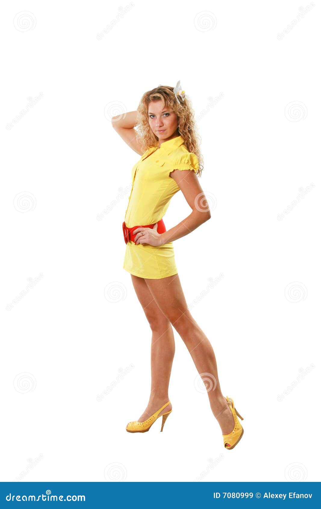 Girl in yellow clothes stock image. Image of body, isolated - 7080999