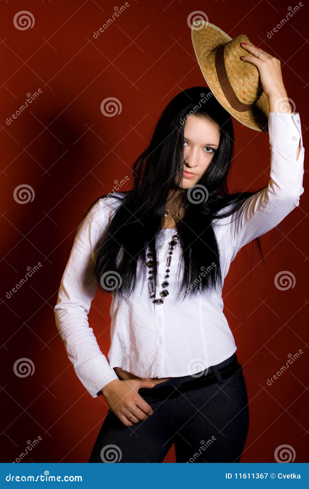 Girl with yellow hat stock image. Image of attractive - 11611367