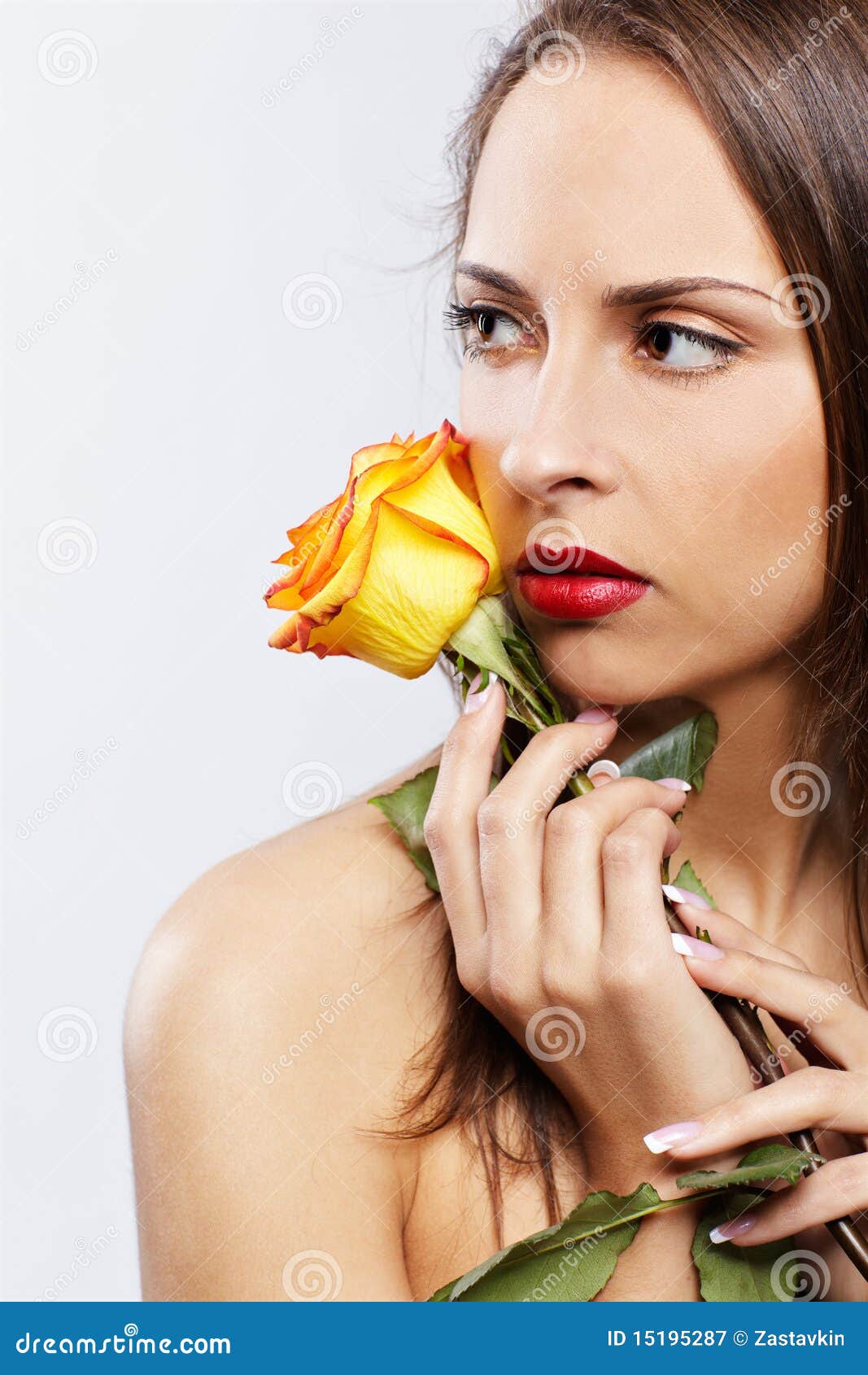 Girl with yellow rose stock image. Image of people, european - 15195287
