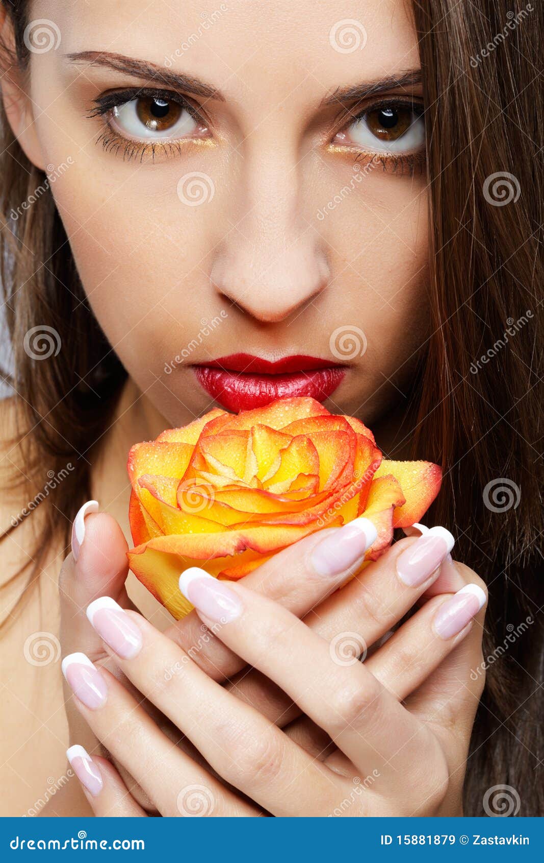 Girl with yellow rose stock image. Image of european - 15881879