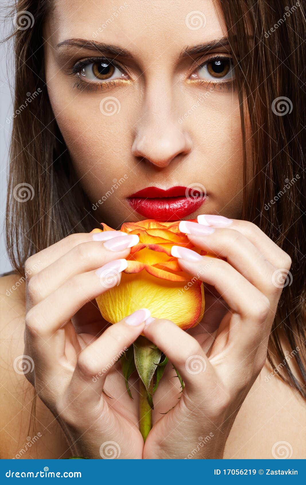 Girl with yellow rose stock image. Image of style, european - 17056219