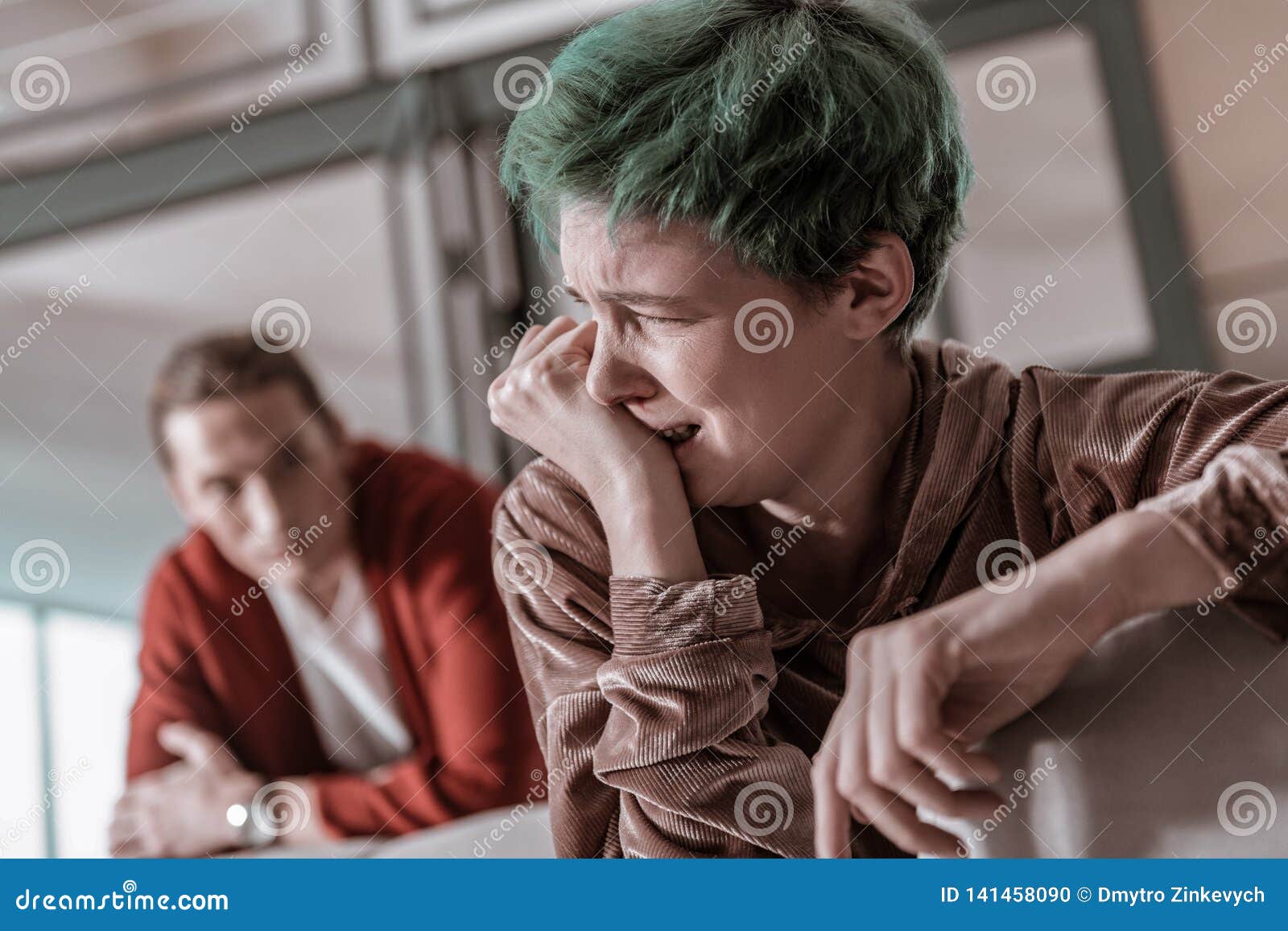 Girlfriend Crying after Emotional and Violent Argument Stock Photo ...