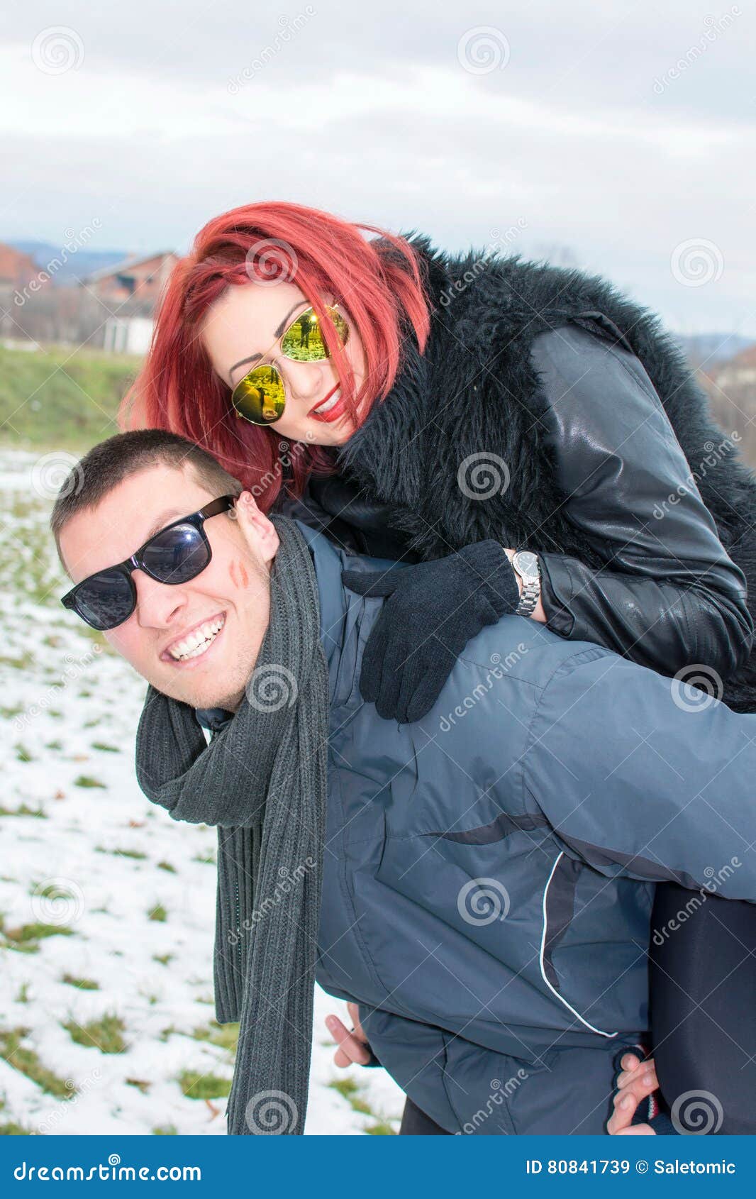Girlfriend Lying on Her Boyfriend`s Back Stock Image - Image of crazy ...