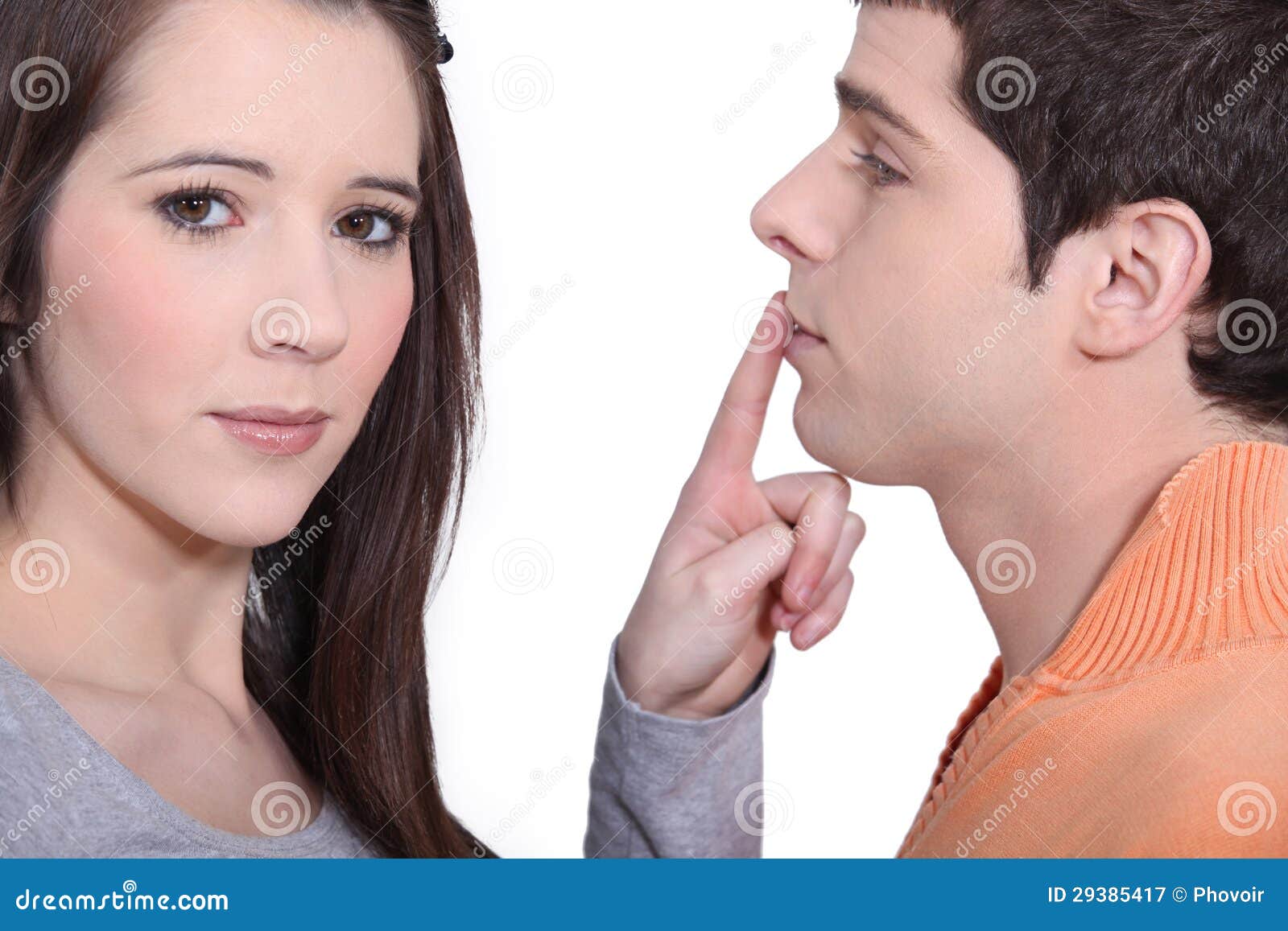 Girlfriend Shushing Boyfriend Stock Image - Image of female, marriage ...