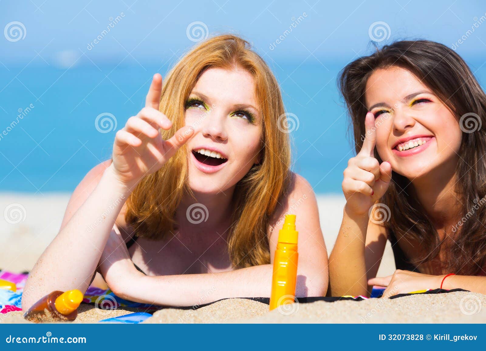 Girlfriends on the beach stock photo. Image of beach - 32073828