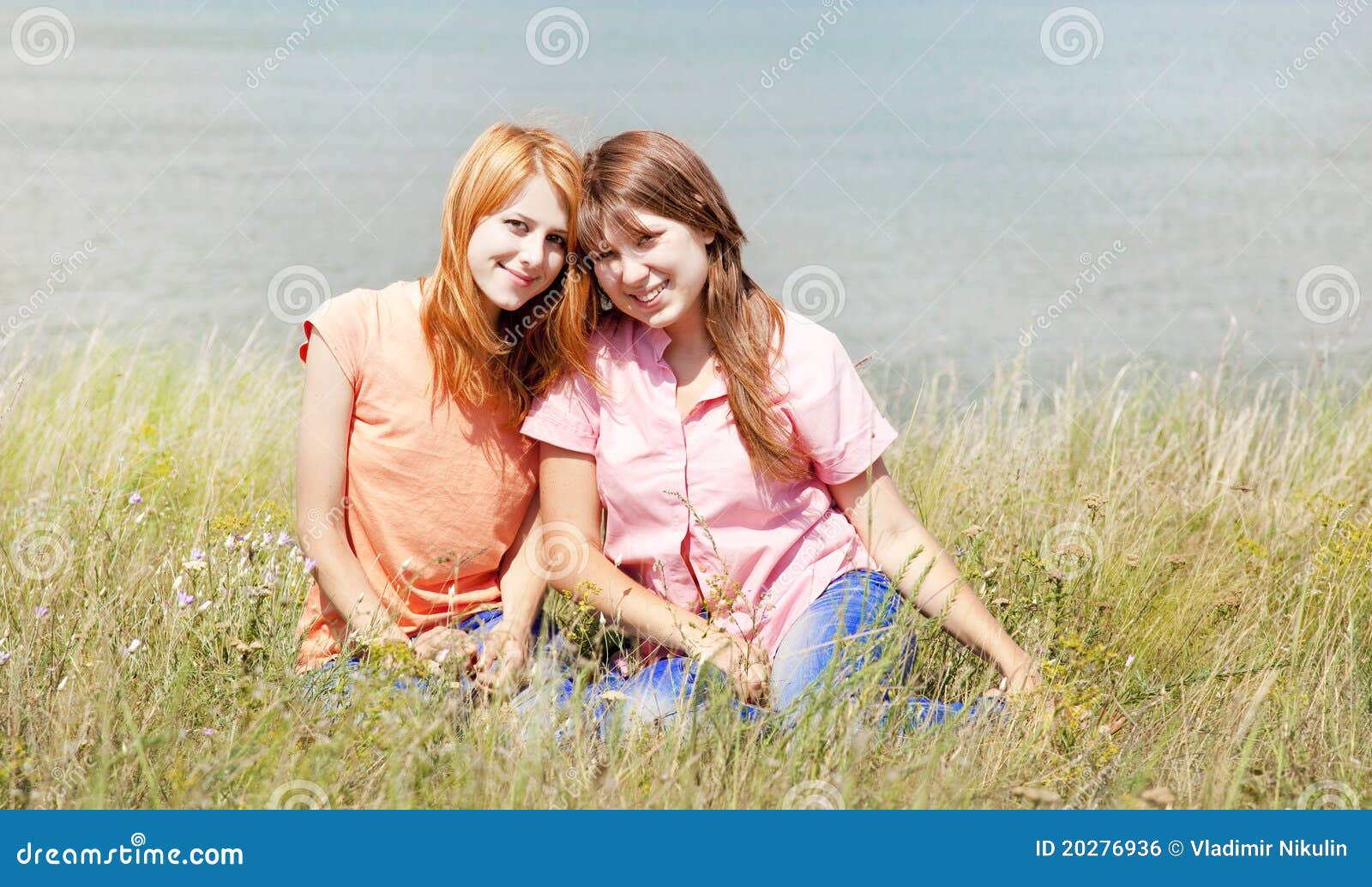 Girlfriends at Countryside. Stock Photo - Image of nature, grass: 20276936