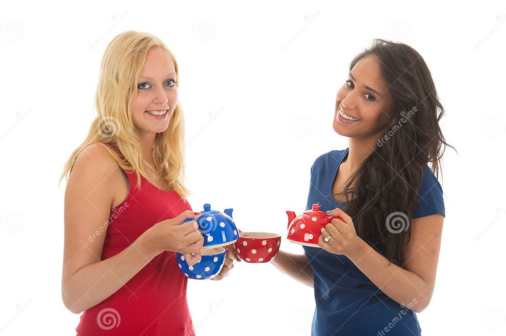 Girlfriends drinking tea stock photo. Image of adult - 49187162