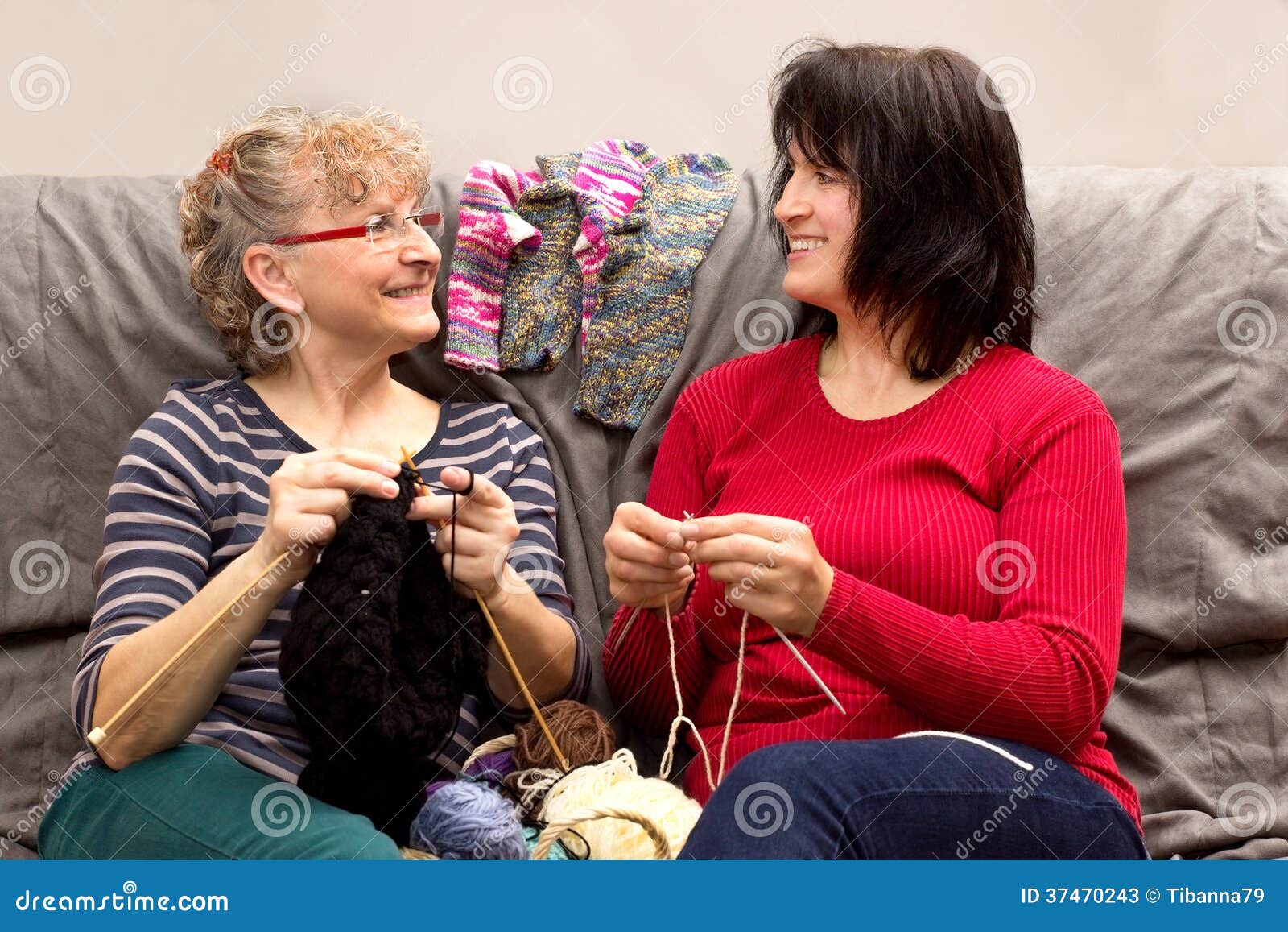 Girlfriends knitting stock image. Image of cotton, friends - 37470243