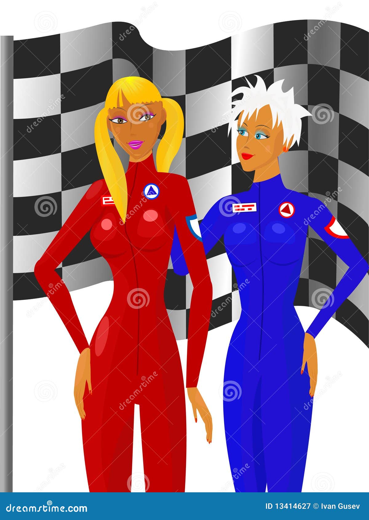 Girlfriends racers stock vector. Illustration of race - 13414627