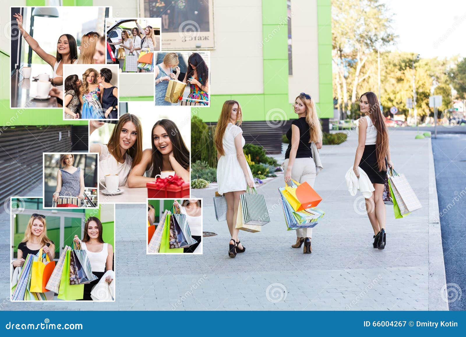 Girlfriends with Shopping Bags Stock Image - Image of casual ...