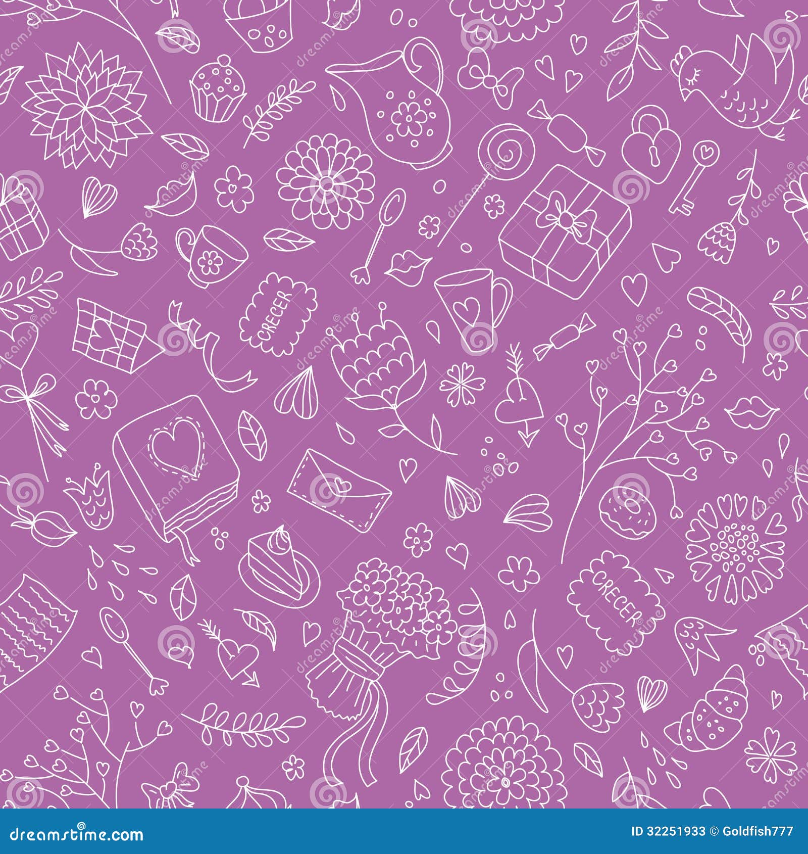 Girlish romantic pattern stock vector. Illustration of drawing - 32251933