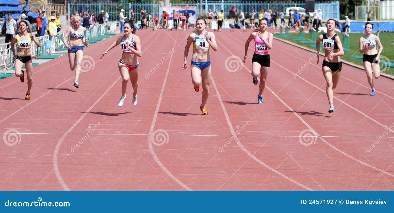 Girls on the 100 Meters Race Editorial Photography - Image of energy ...