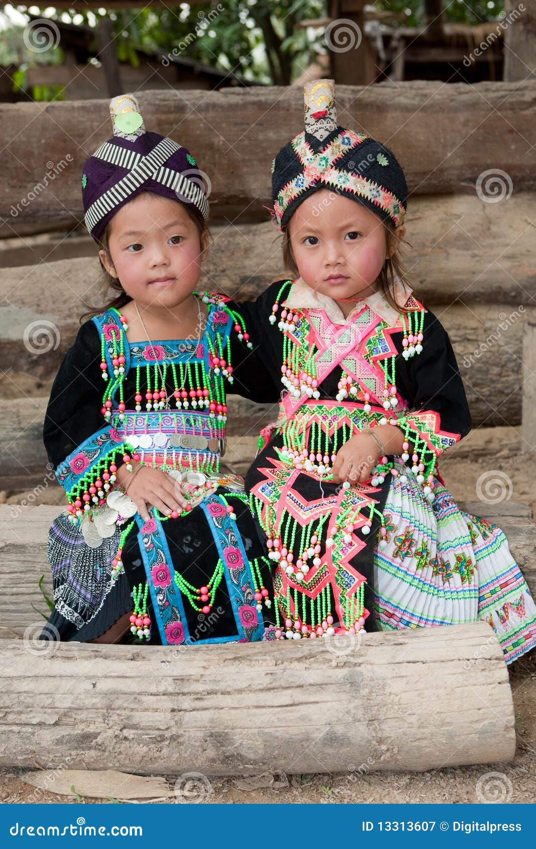 Girls from Asia Hmong stock image. Image of group, portrait - 13313607