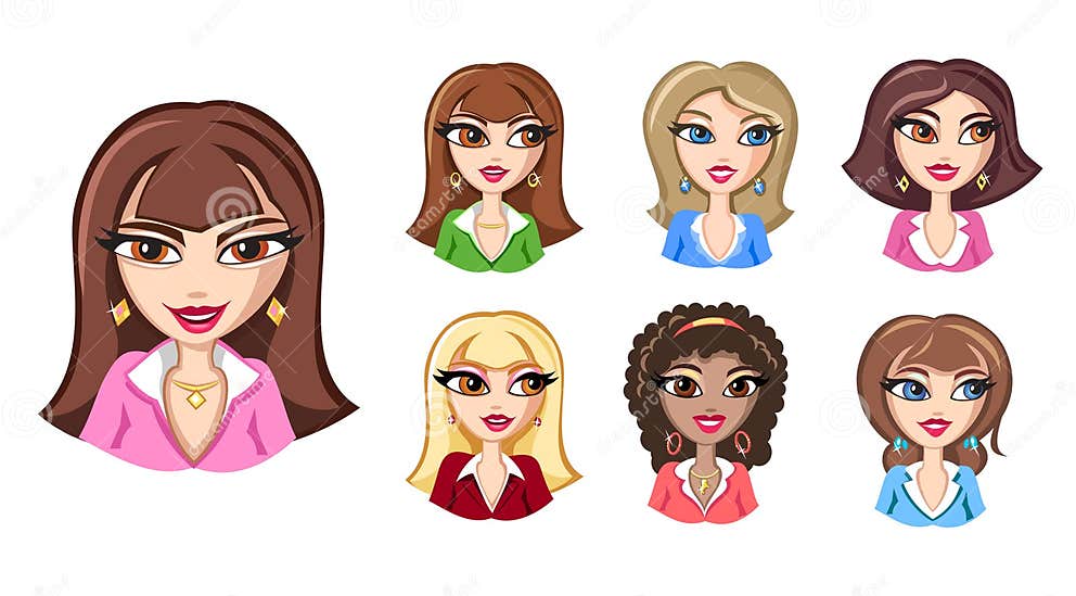 Girls Avatars stock vector. Illustration of blog, thinking - 7537642
