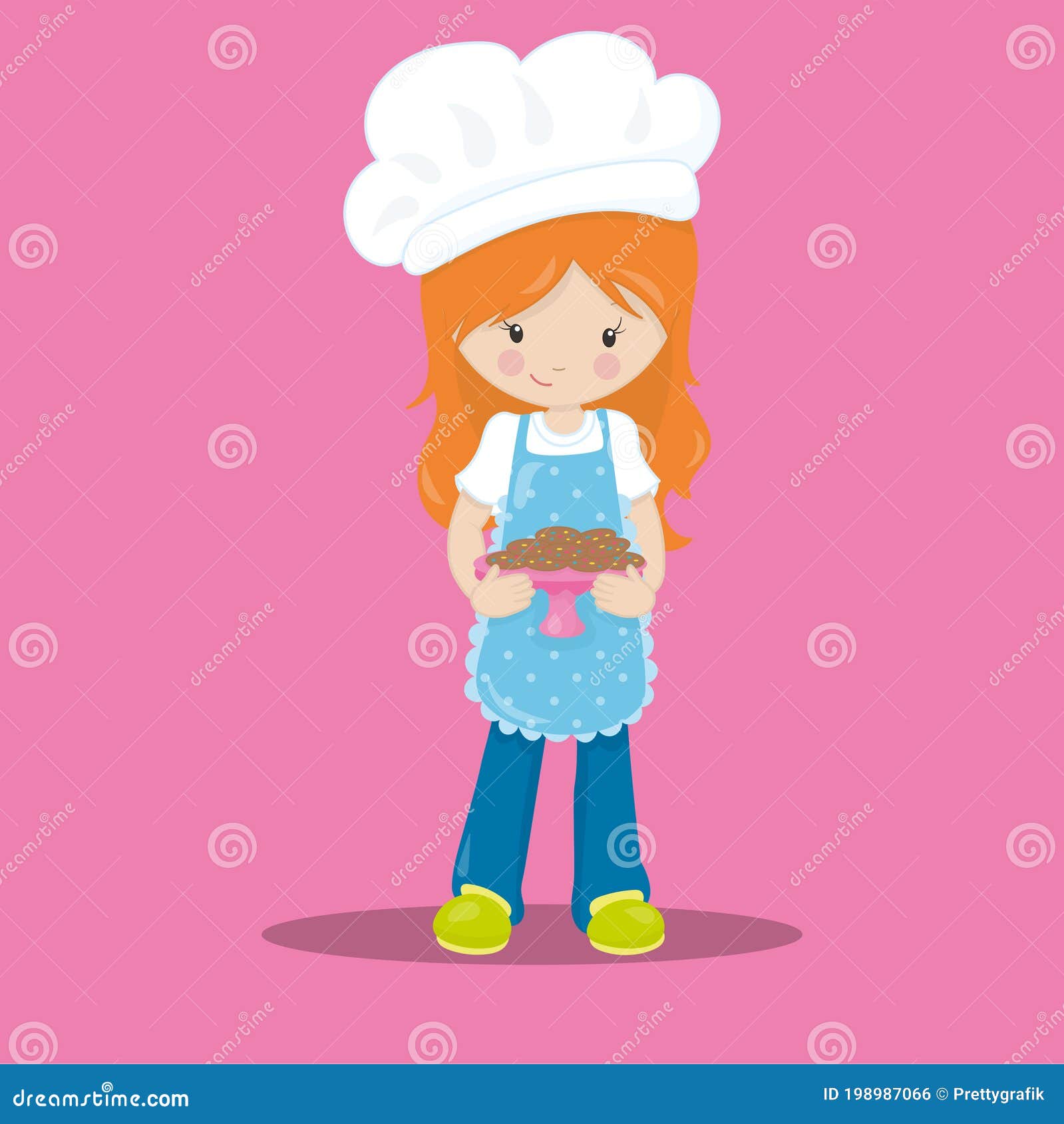 Girls baker 28 stock vector. Illustration of baker, cartoon - 198987066