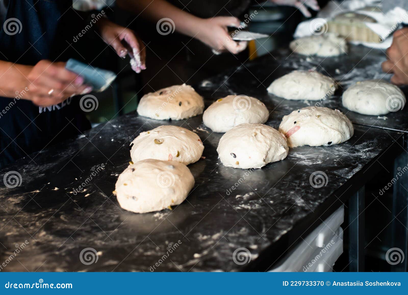 Girls Bakers Shape Bread on the Table Stock Photo - Image of food ...
