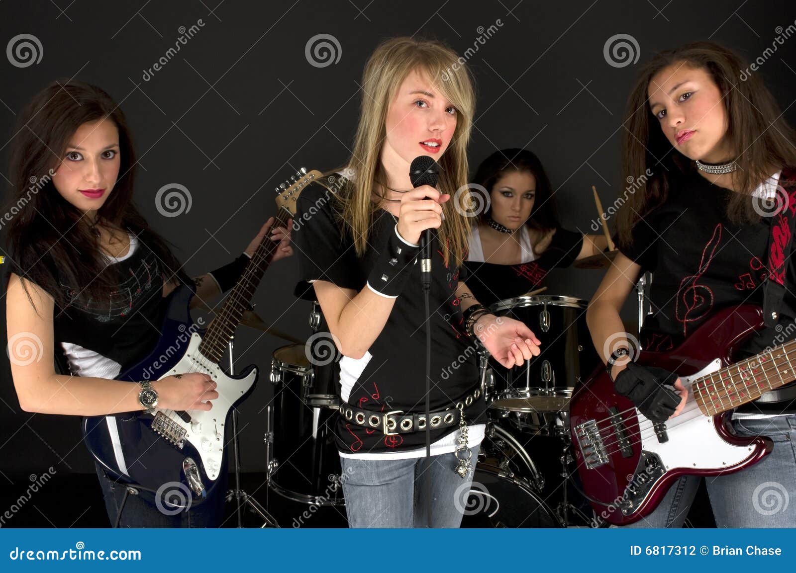 Girls Band stock photo. Image of drum, jewelry, guitarist - 6817312