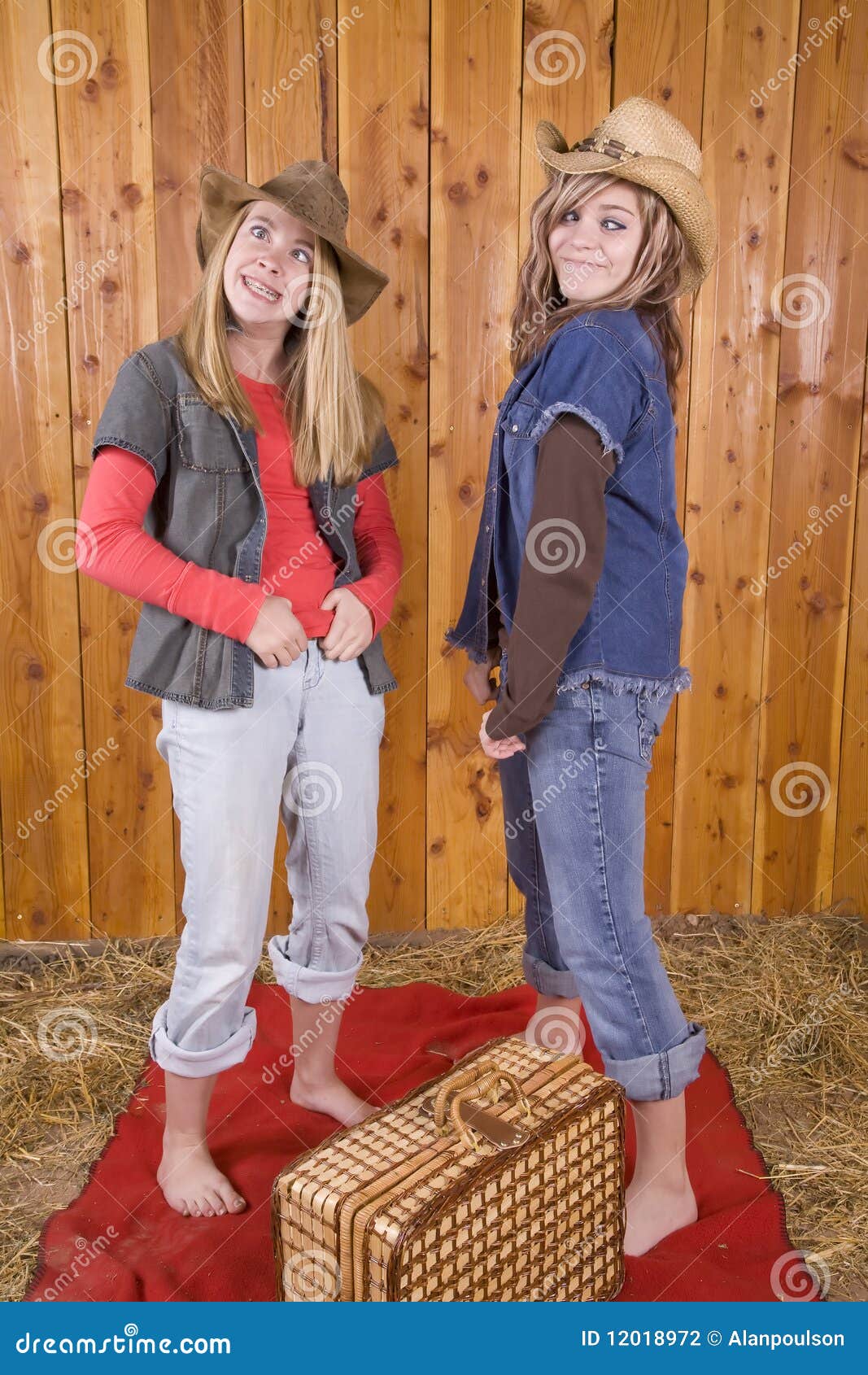 Girls in barn funny faces stock photo. Image of people - 12018972