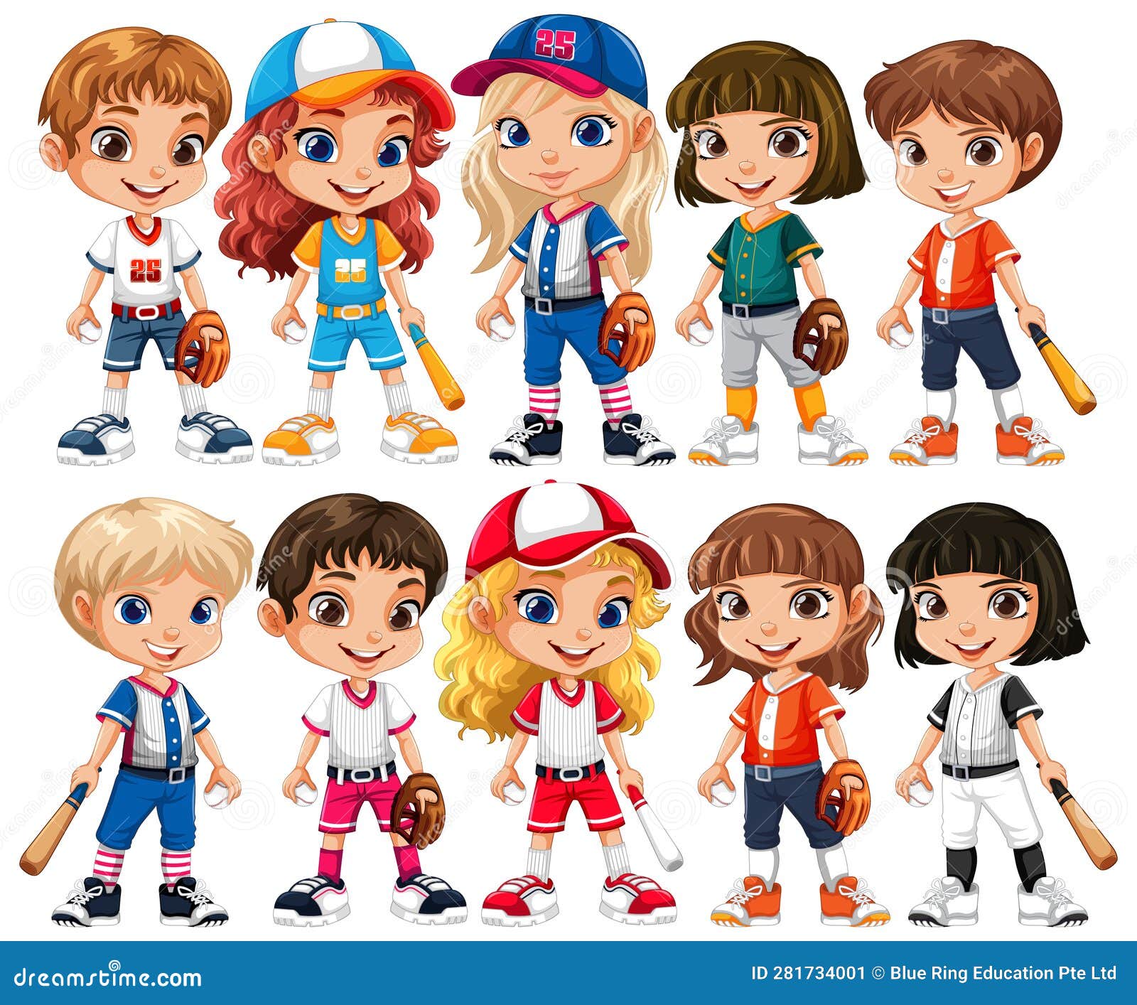 Girls In Baseball Outfits Cartoon Character Stock Vector Illustration Of Outfit Outfits