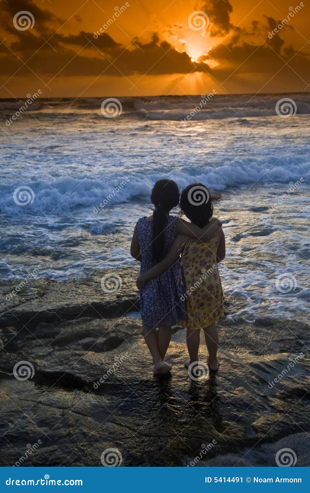 Girls beach sunset stock image. Image of family, sand - 5414491