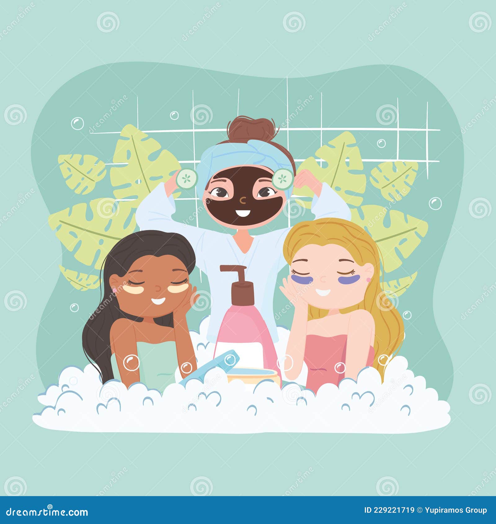 Girls Daily Routine. Dial Clock With Different Activities Scenes ...