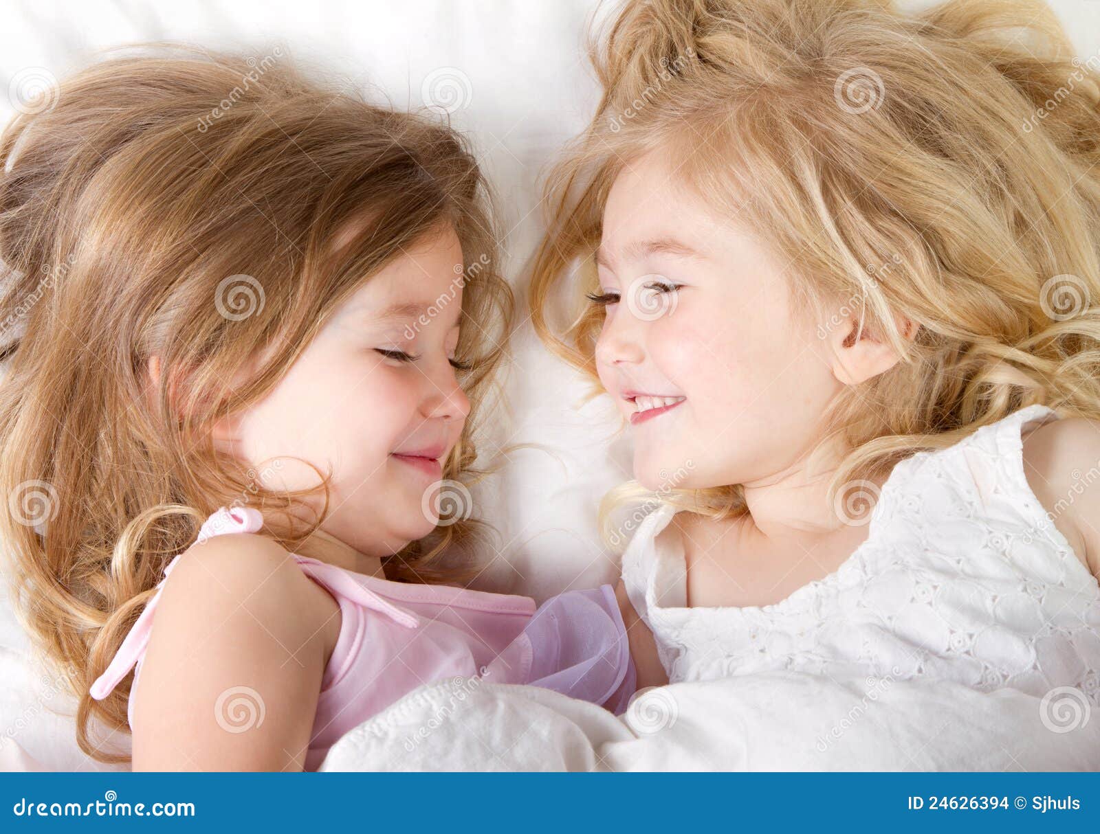 Girls in Bed Having a Sleep-over Stock Photo - Image of happy ...