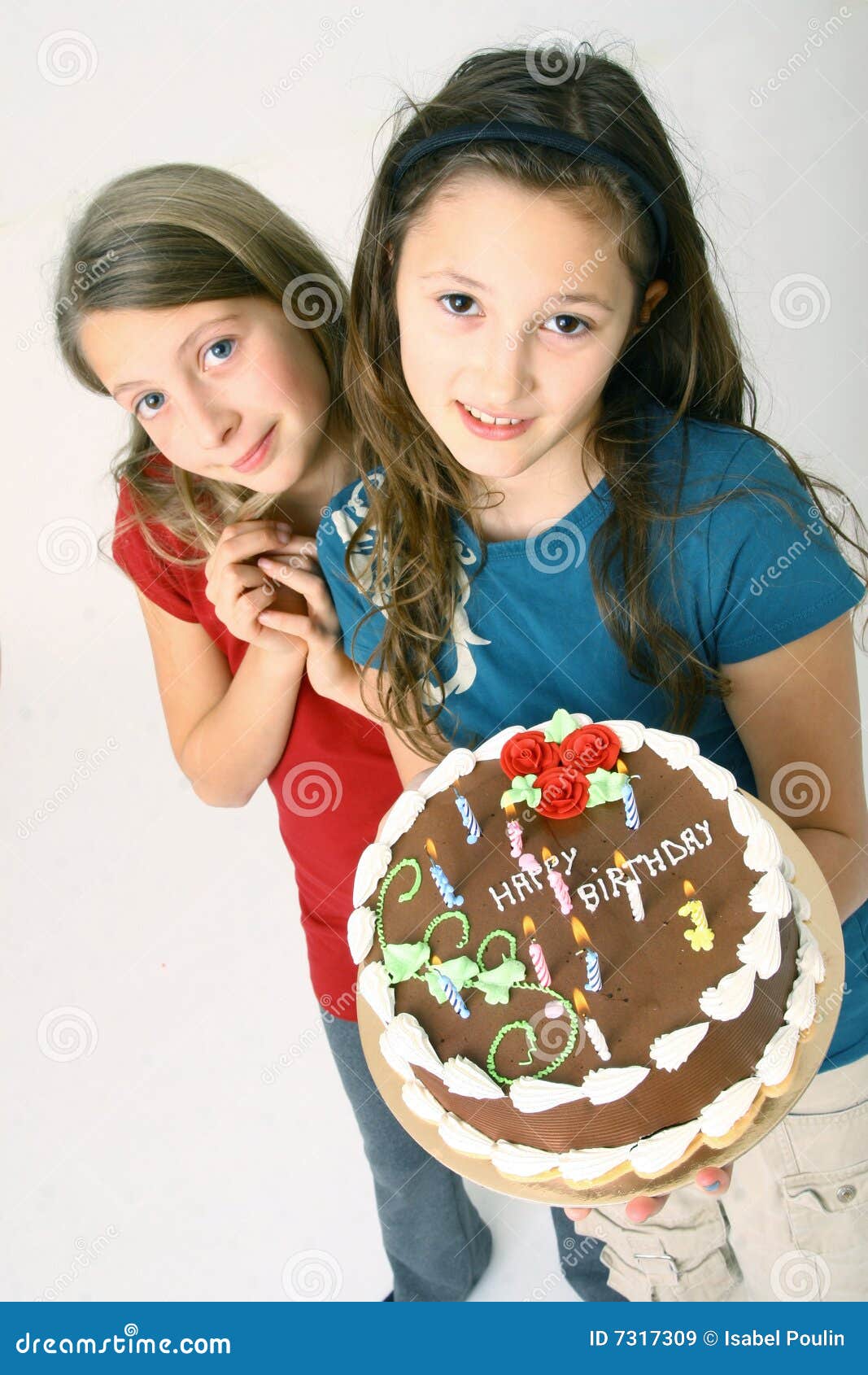 Girls with birthday cake stock image. Image of girls, beautiful - 7317309