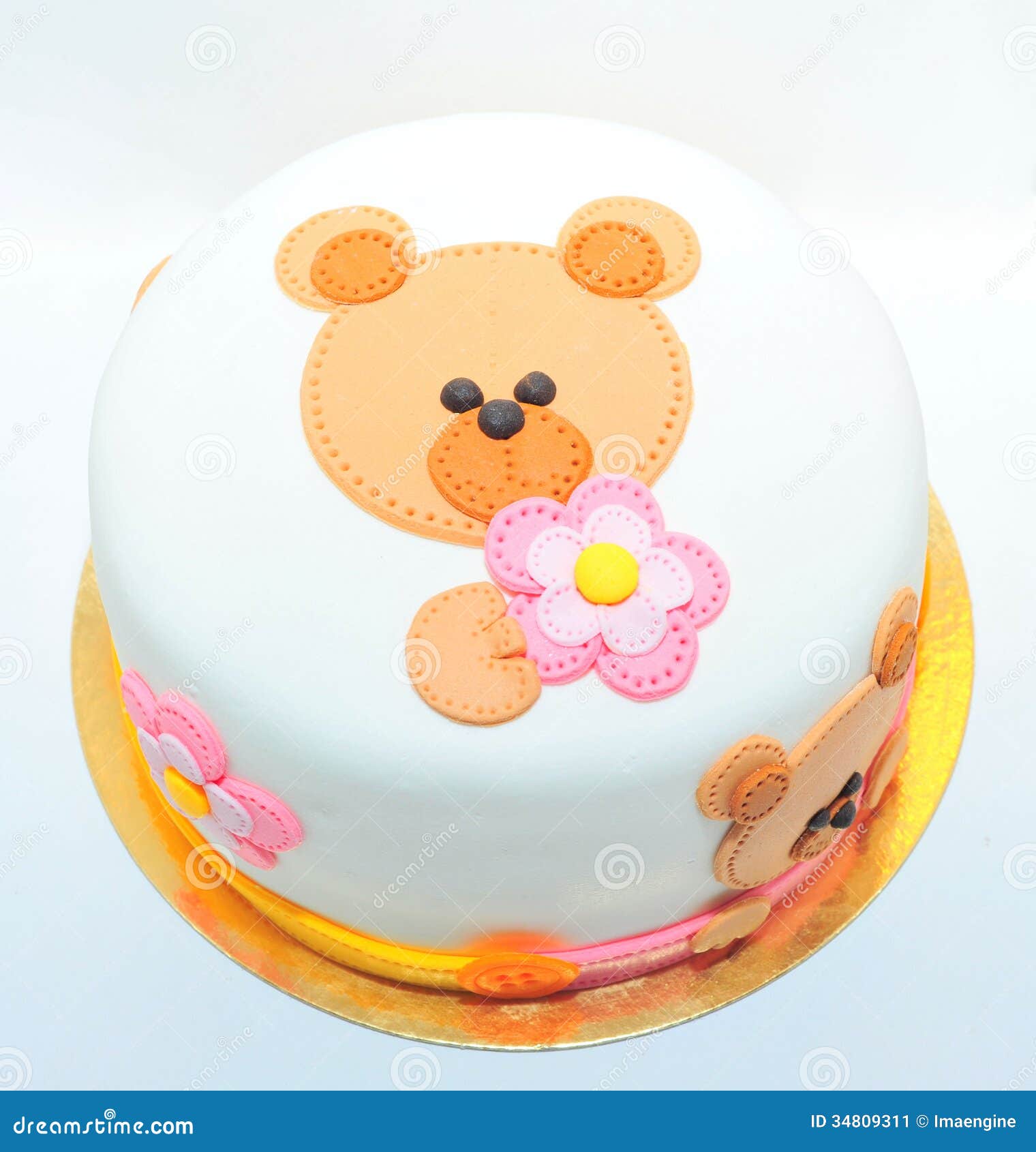 Girls Birthday Cake with a Fondant Teddy Bear Stock Image - Image of ... Girls Birthday Cake with a Fondant Teddy Bear Stock Image - Image of ...