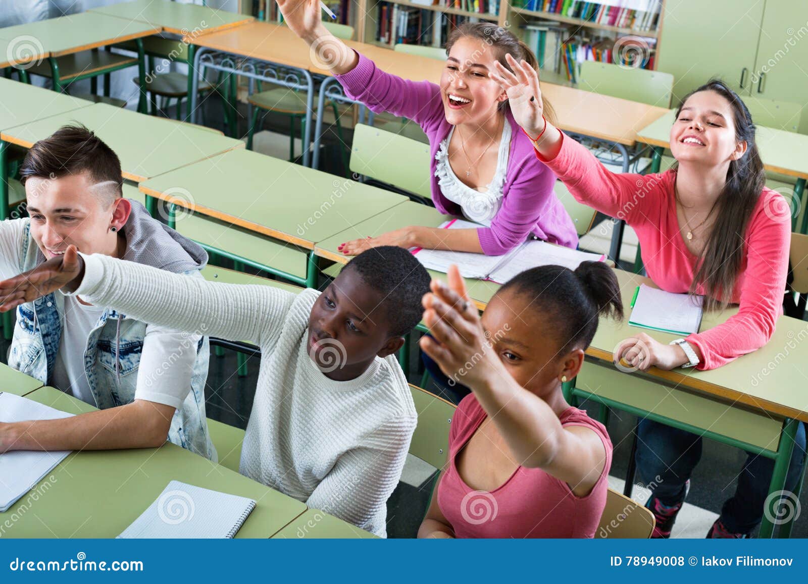 Girls and Boys Raising Their Hands in the Class Stock Photo - Image of ... Girls and Boys Raising Their Hands in the Class Stock Photo - Image of ...