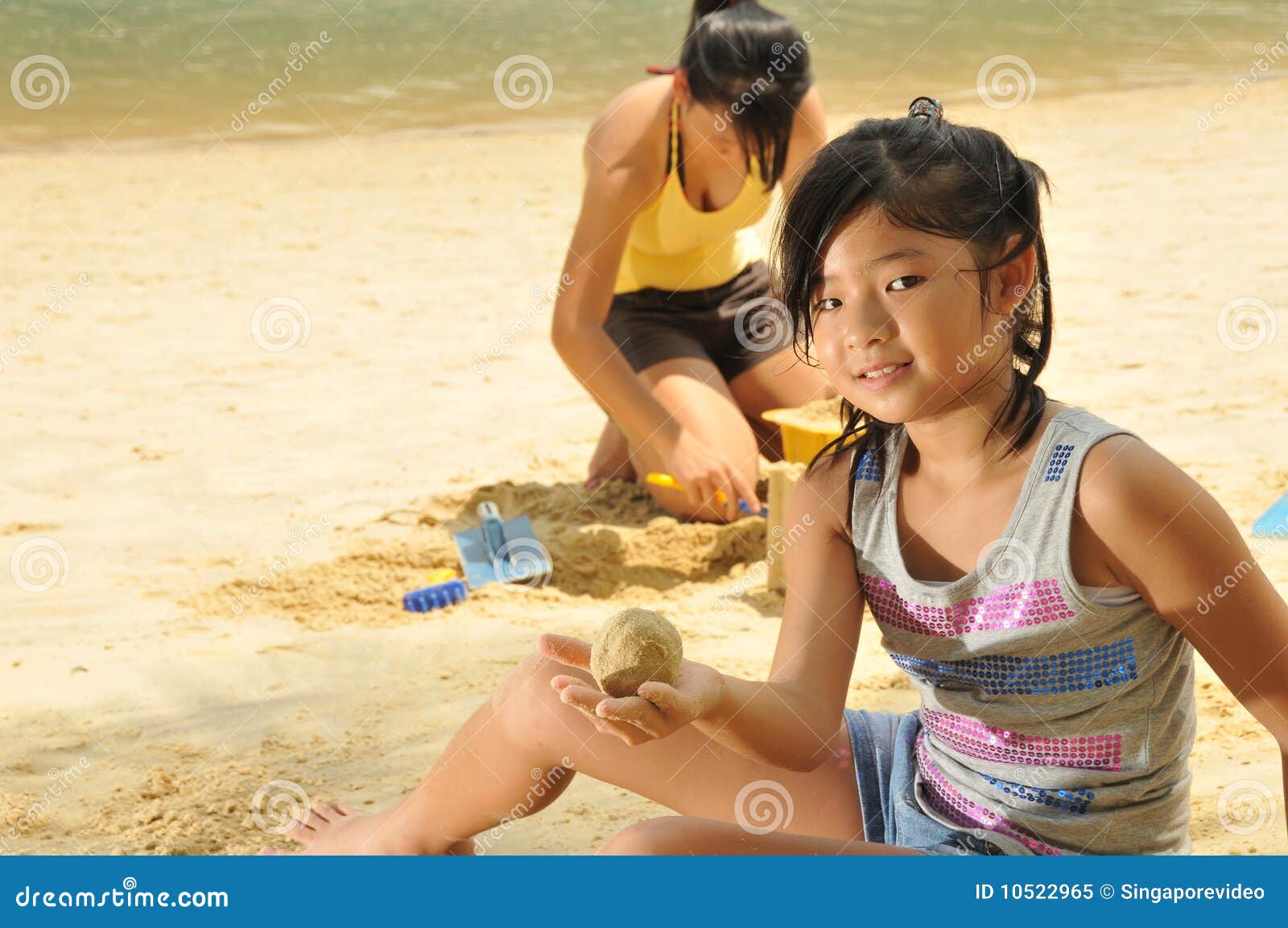 Girls Building Sandcastle by the Beach Stock Image - Image of taiwan ...
