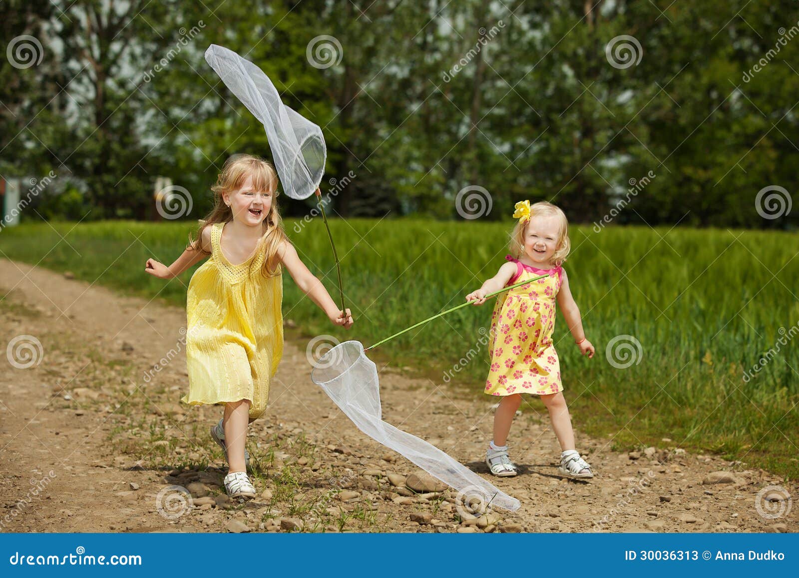 Girls with butterfly net stock image. Image of cute, adorable - 30036313