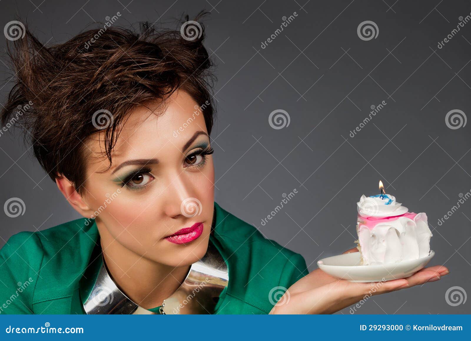 Girls with cake stock photo. Image of brown, caucasian - 29293000