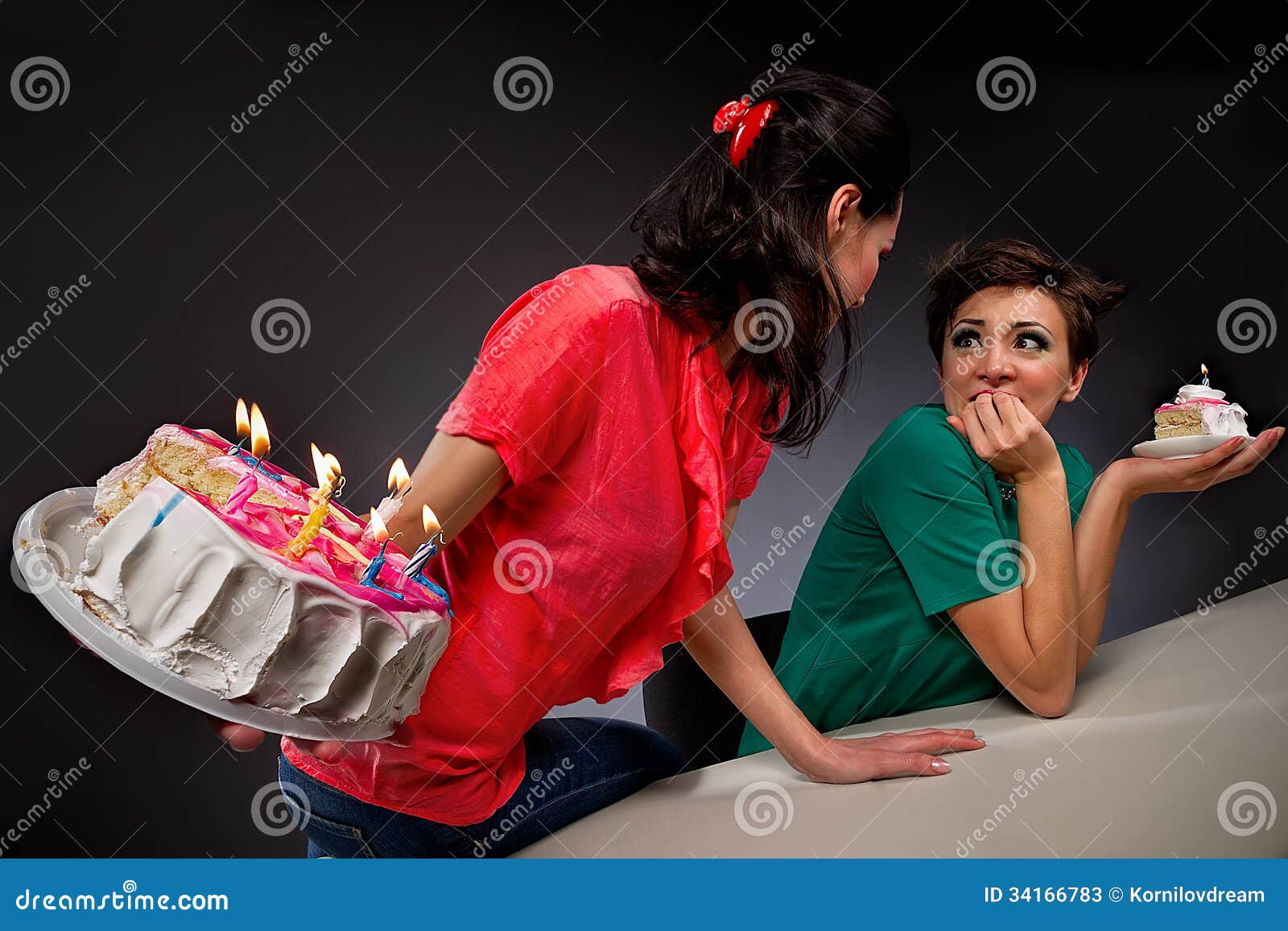 Girls with cake. stock image. Image of delicious, costume - 34166783