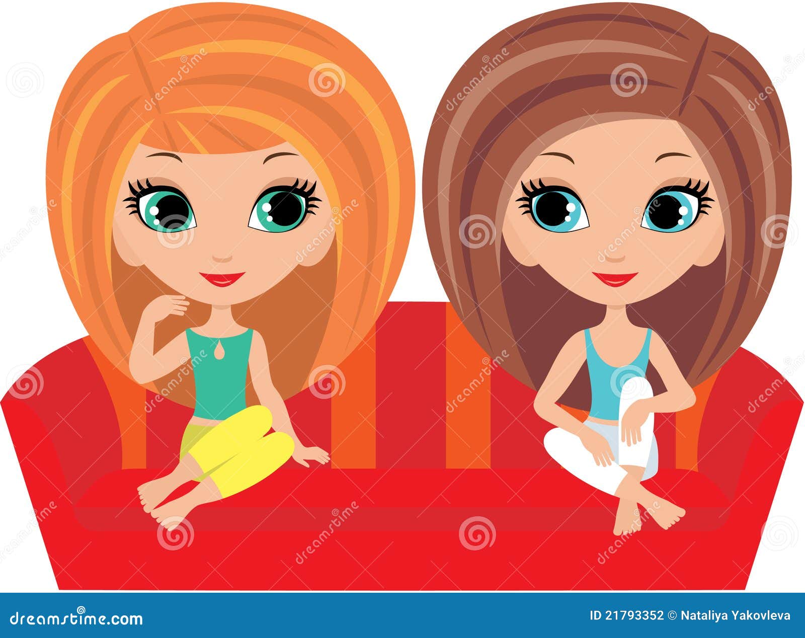 Girls Cartoon Talk on a Sofa Stock Vector - Illustration of person ...