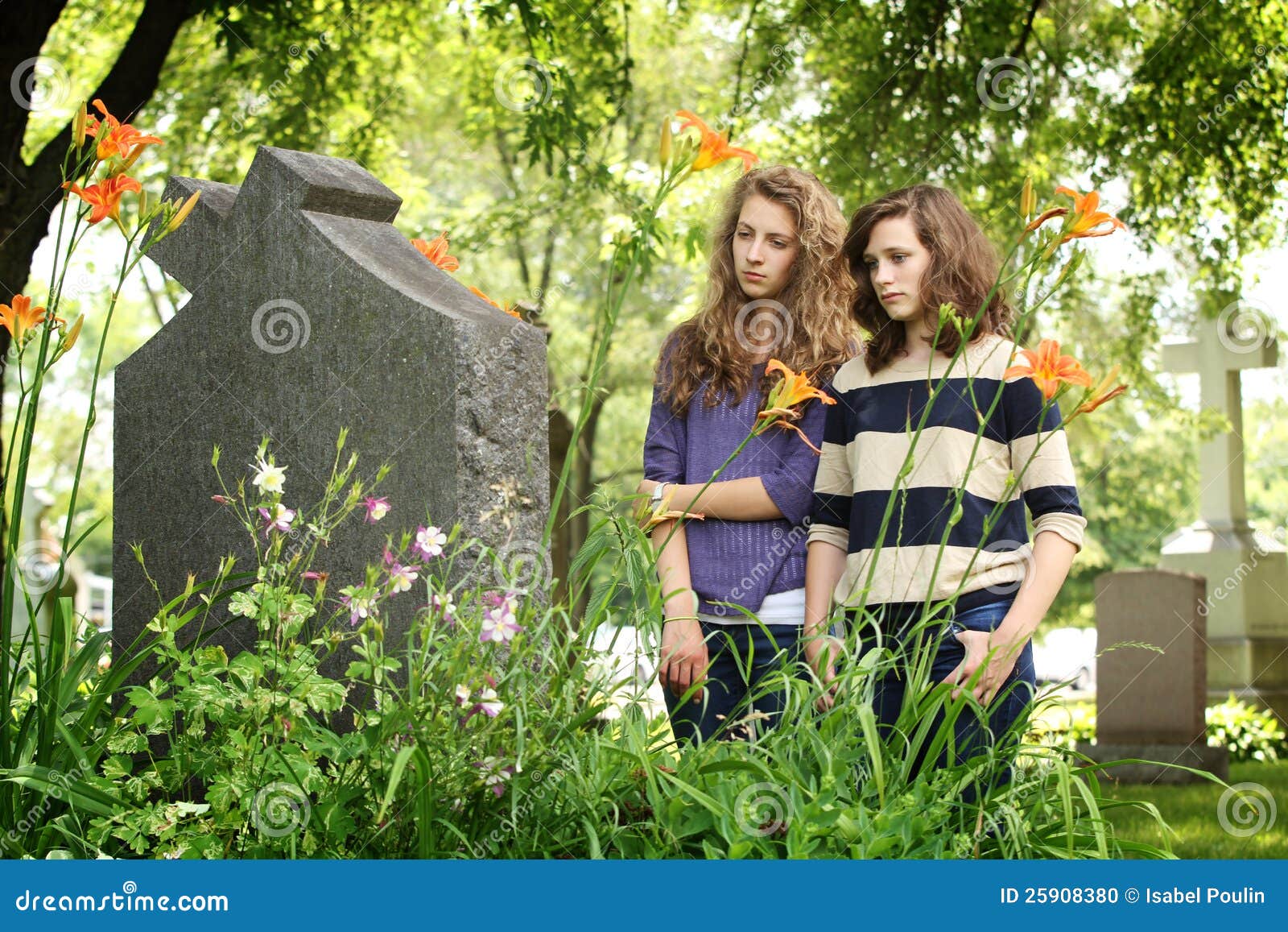 Girls at the cemetery stock photo. Image of summer, death - 25908380
