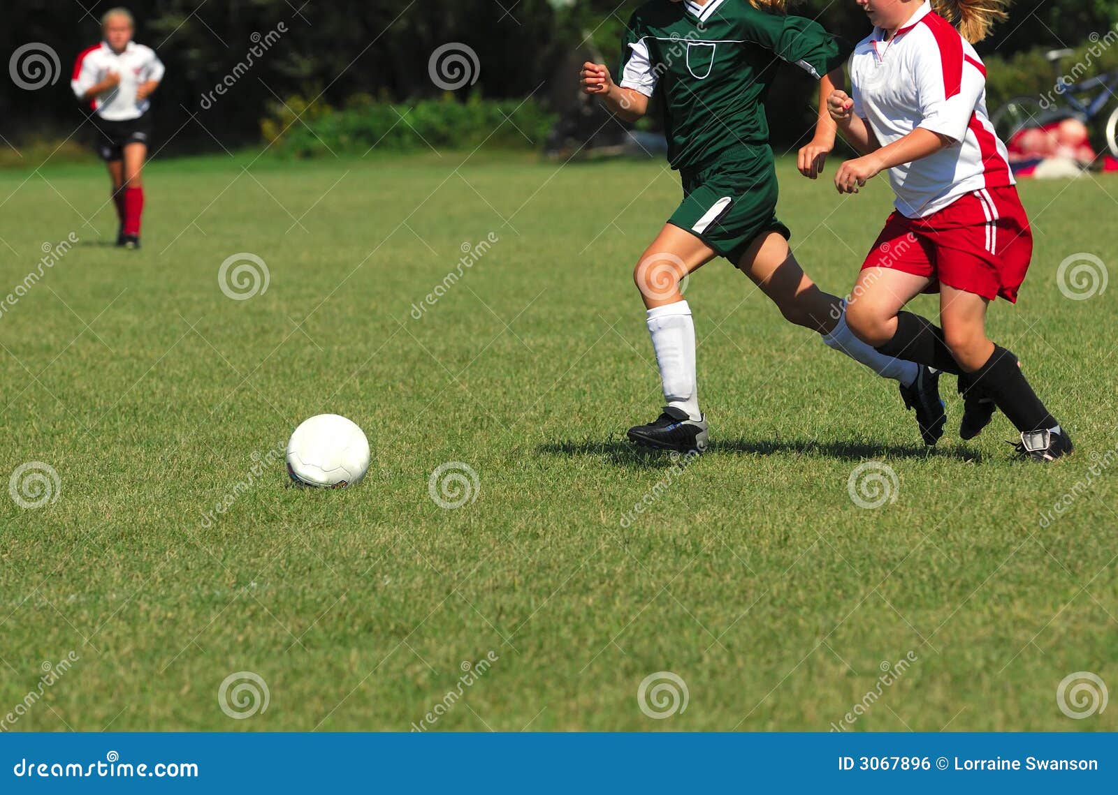 Girls Chasing a Soccer Ball Stock Photo - Image of athletic, recreation ...