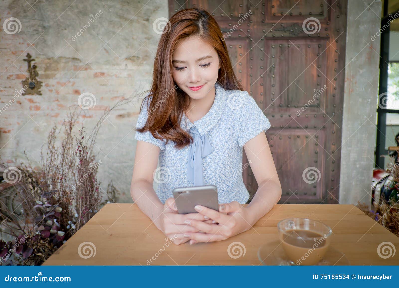 Girls Chat Messages Via Mobile Phone . Stock Photo - Image of designer ...