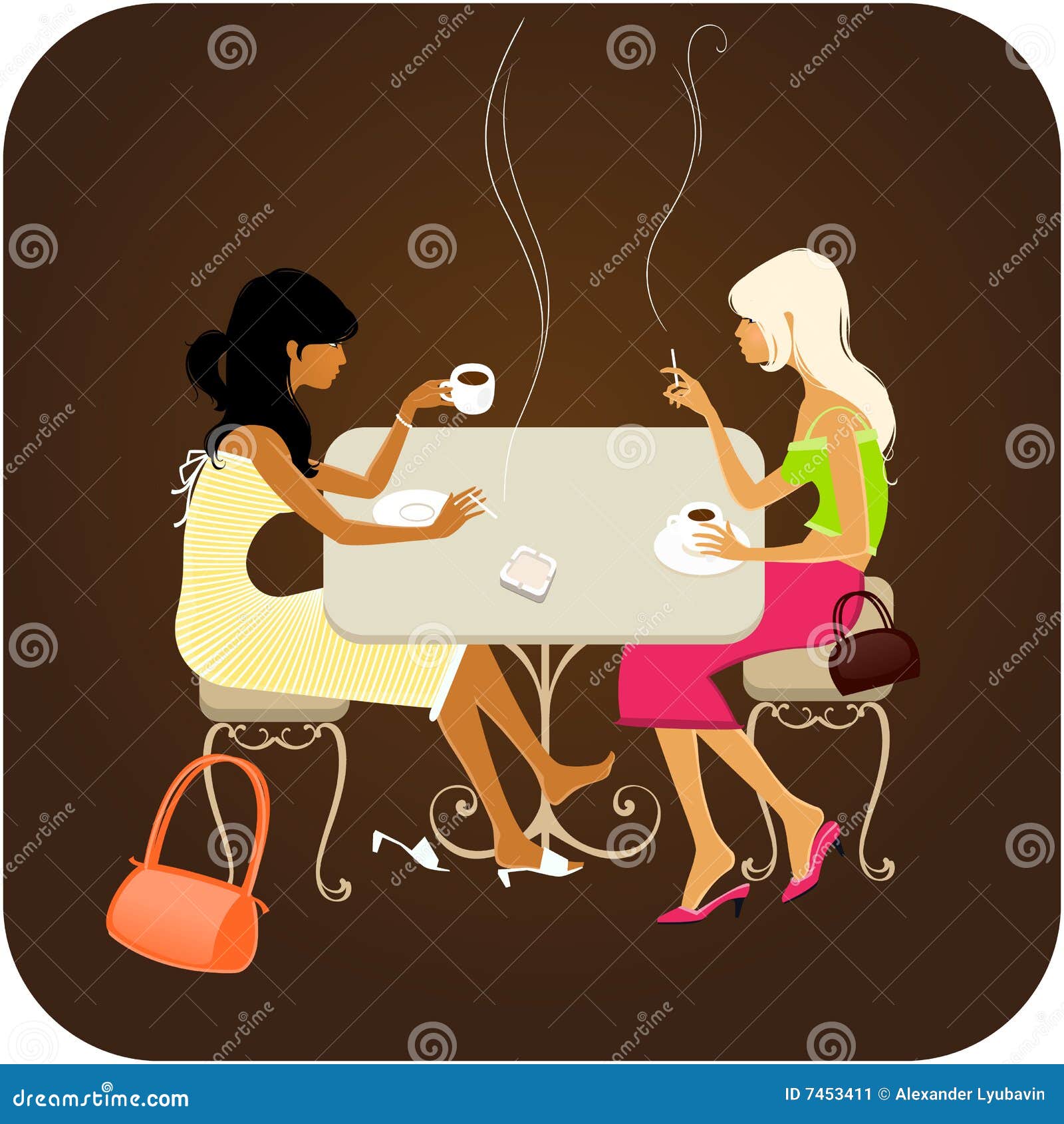 Girls chatting over coffee stock vector. Illustration of enjoy - 7453411