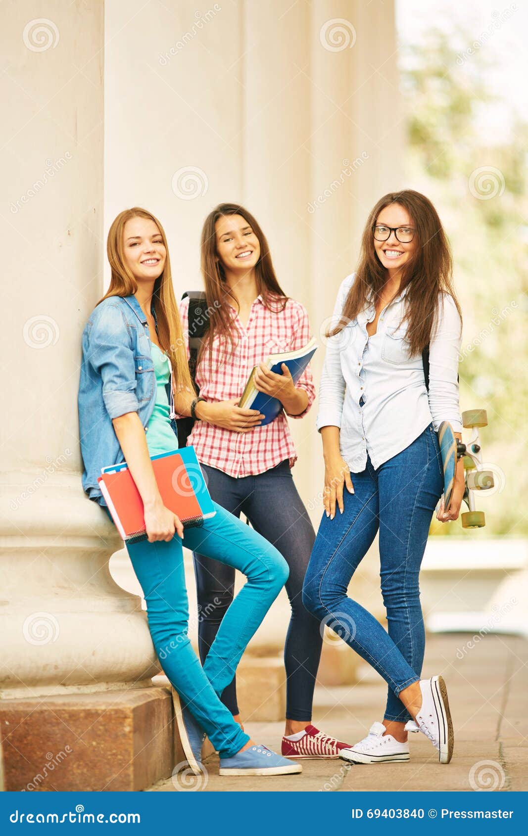 Girls after classes stock photo. Image of caucasian, outdoor - 69403840
