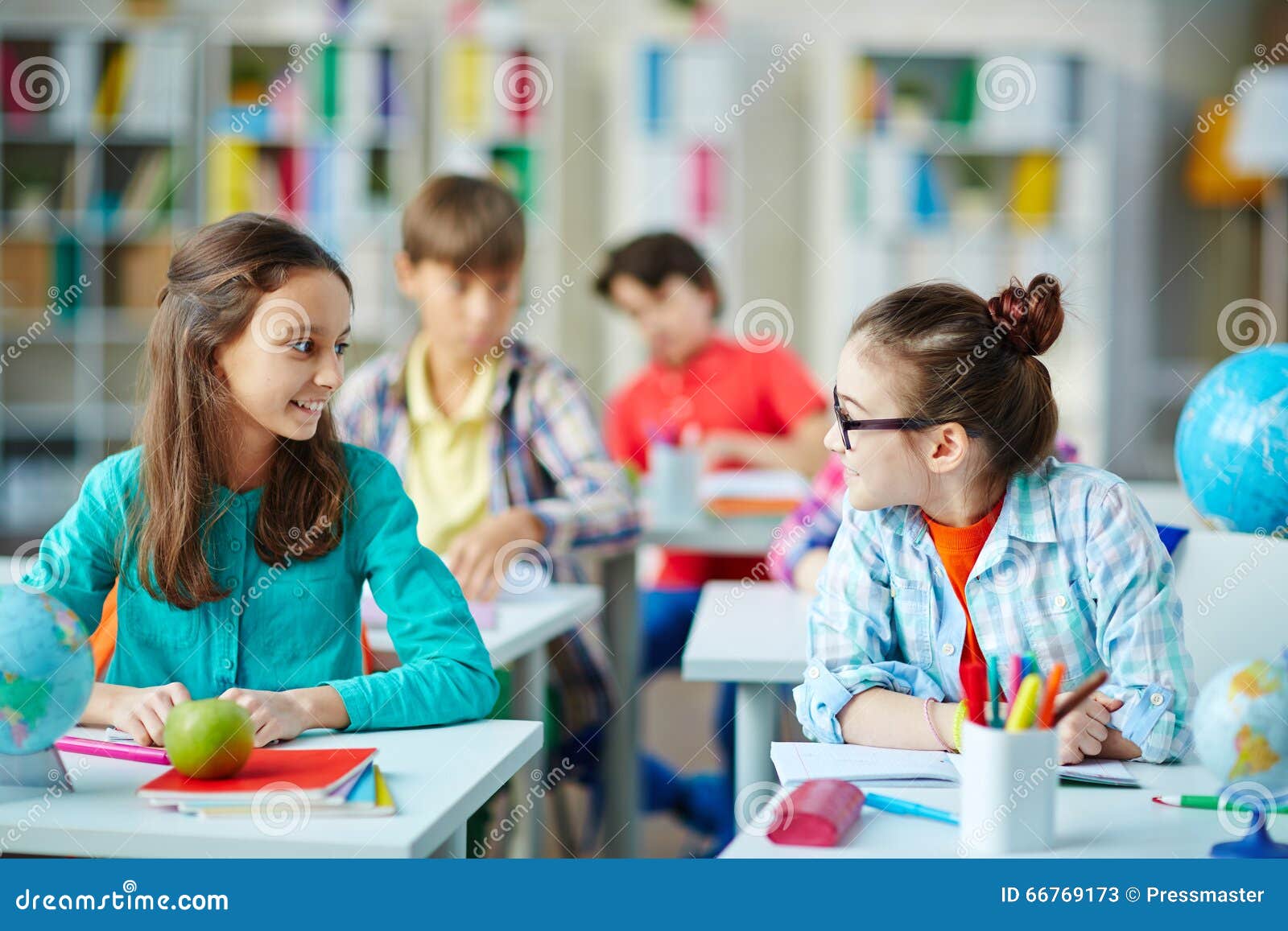 Girls in classroom stock image. Image of childhood, group - 66769173