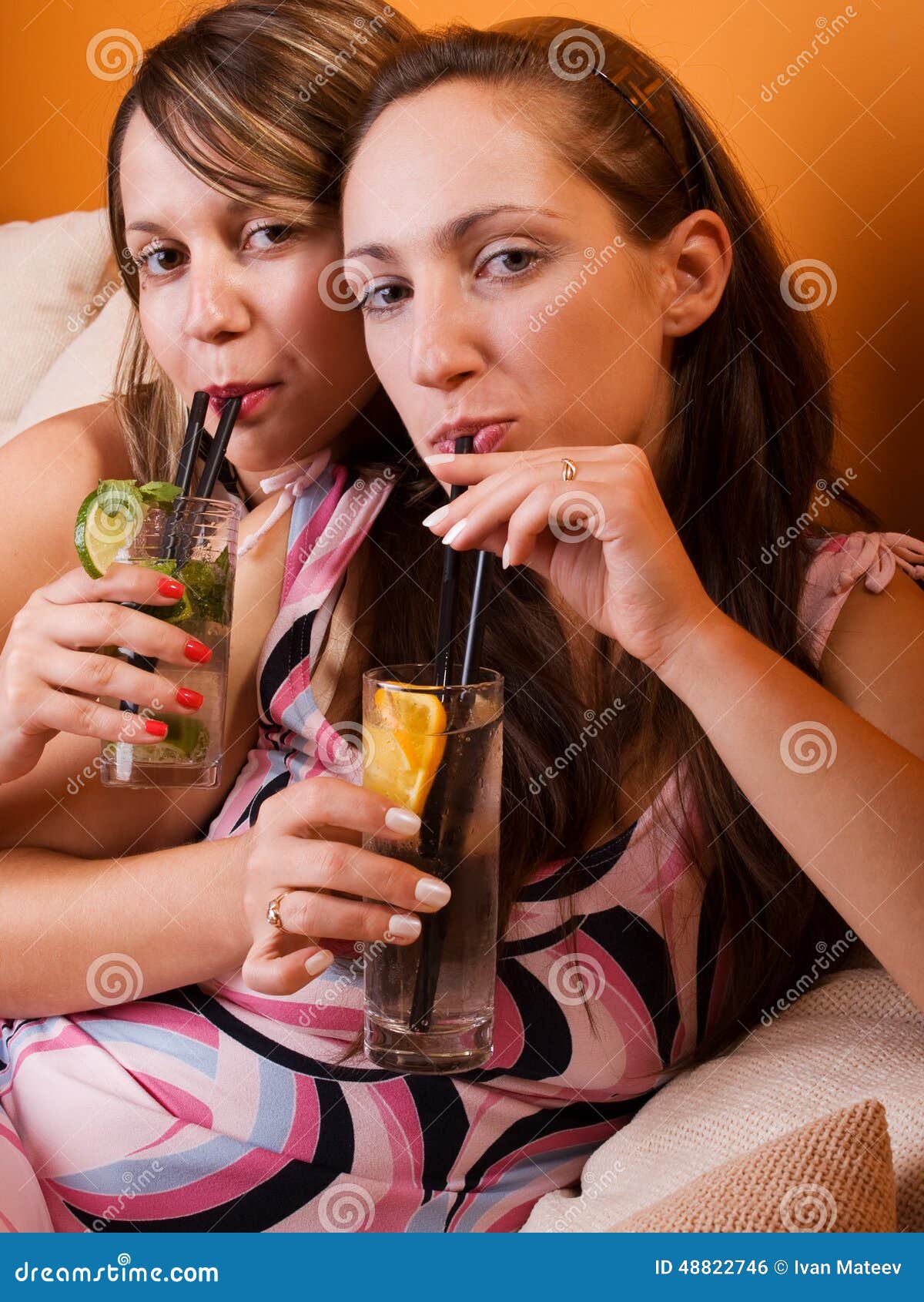 Girls with cocktails stock photo. Image of food, mojito - 48822746