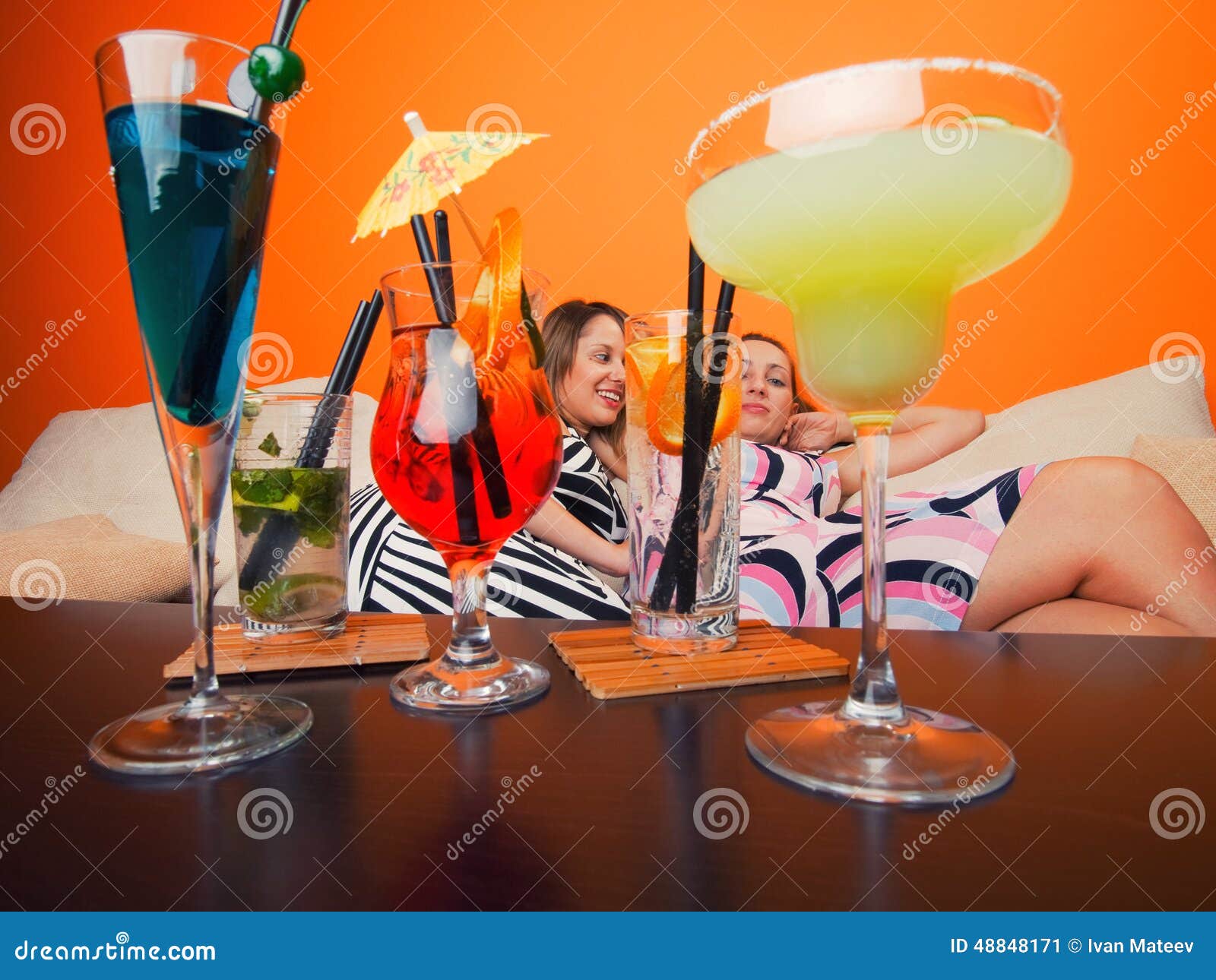 Girls with cocktails stock image. Image of camera, smile - 48848171
